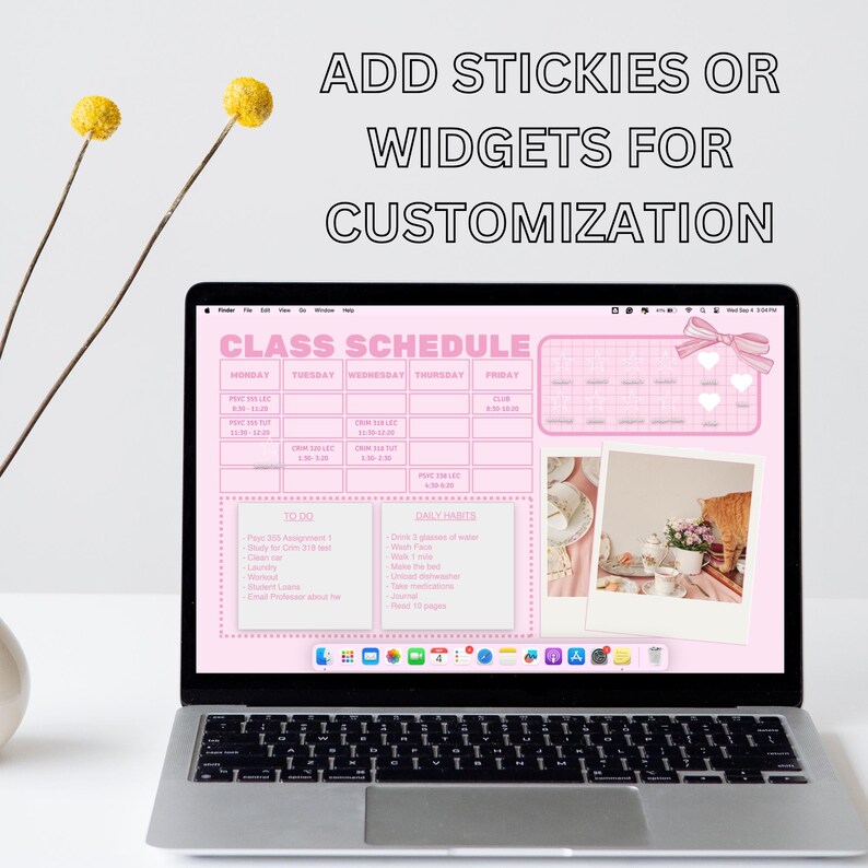 College Student Desktop Organizer Canva Template & Icons | Pink ...