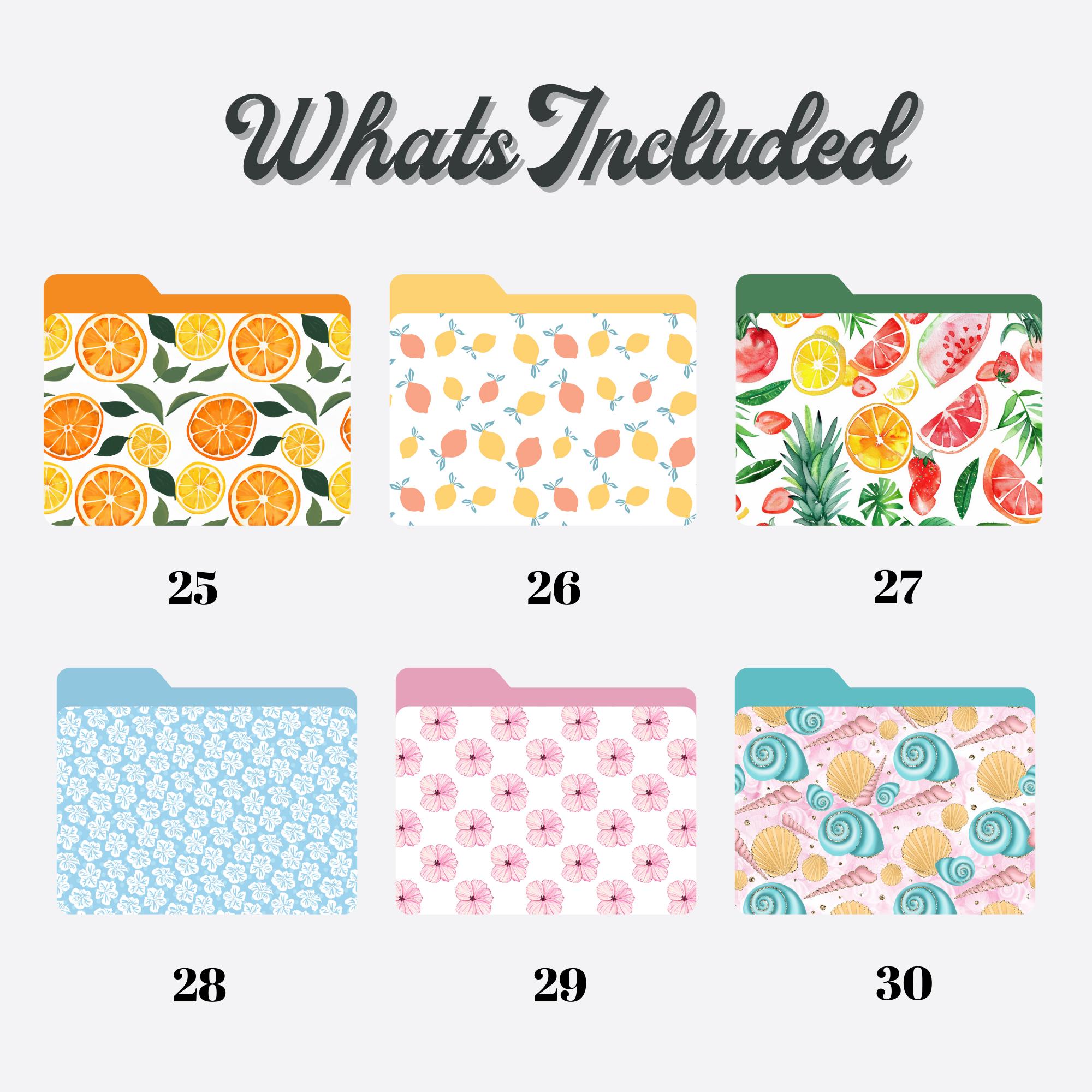 Summer Desktop Folder Icons for Mac | Floral MacBook Folder Icon Set ...