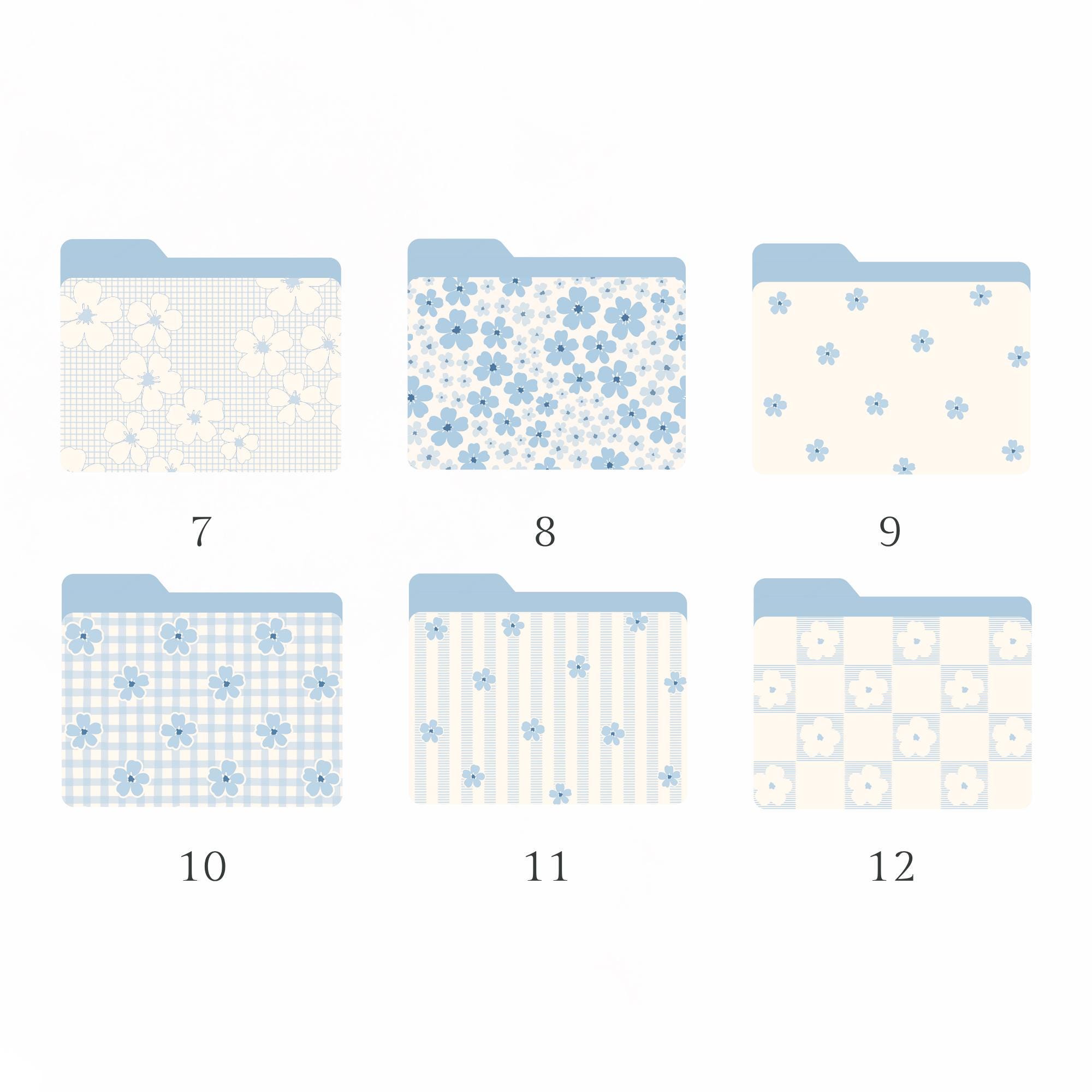 Cute Floral Folder Icon Set | Light Blue Mac Folder Icon Bundle ...