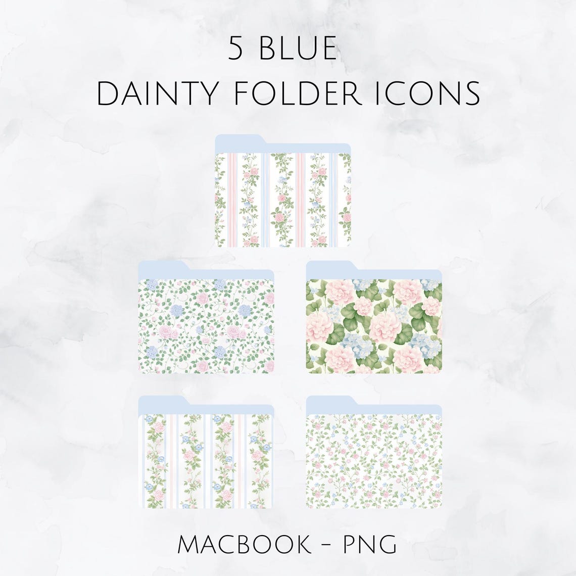 Aesthetic Desktop Folder Icons for Mac | Floral MacBook Folder Icon Set ...