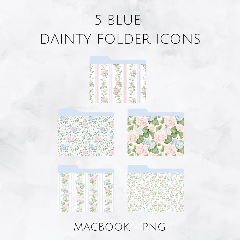 Aesthetic Desktop Folder Icons for Mac | Floral MacBook Folder Icon Set ...