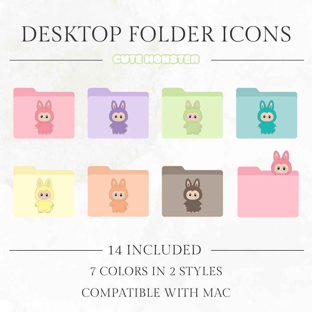 Pastel Folder Icons for Mac | Kawaii Desktop Folder Set | Pastel ...
