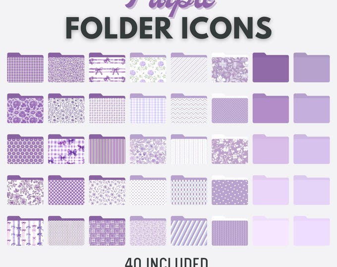 12 Purple Gingham Folder Icons With 6 Bonus Wallpapers for Mac Windows ...
