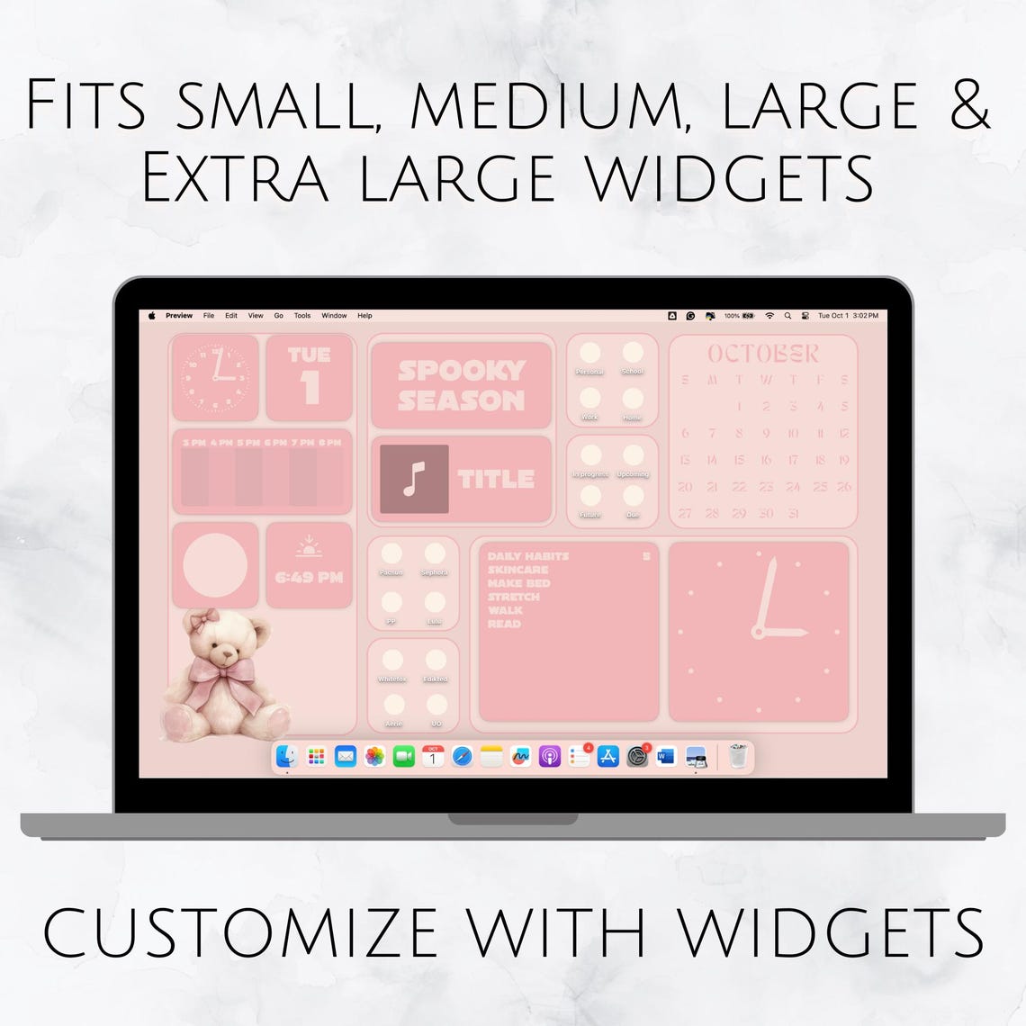 Coquette Cute Desktop Set - 2024 - 2025 Desktop Organizer Wallpaper ...