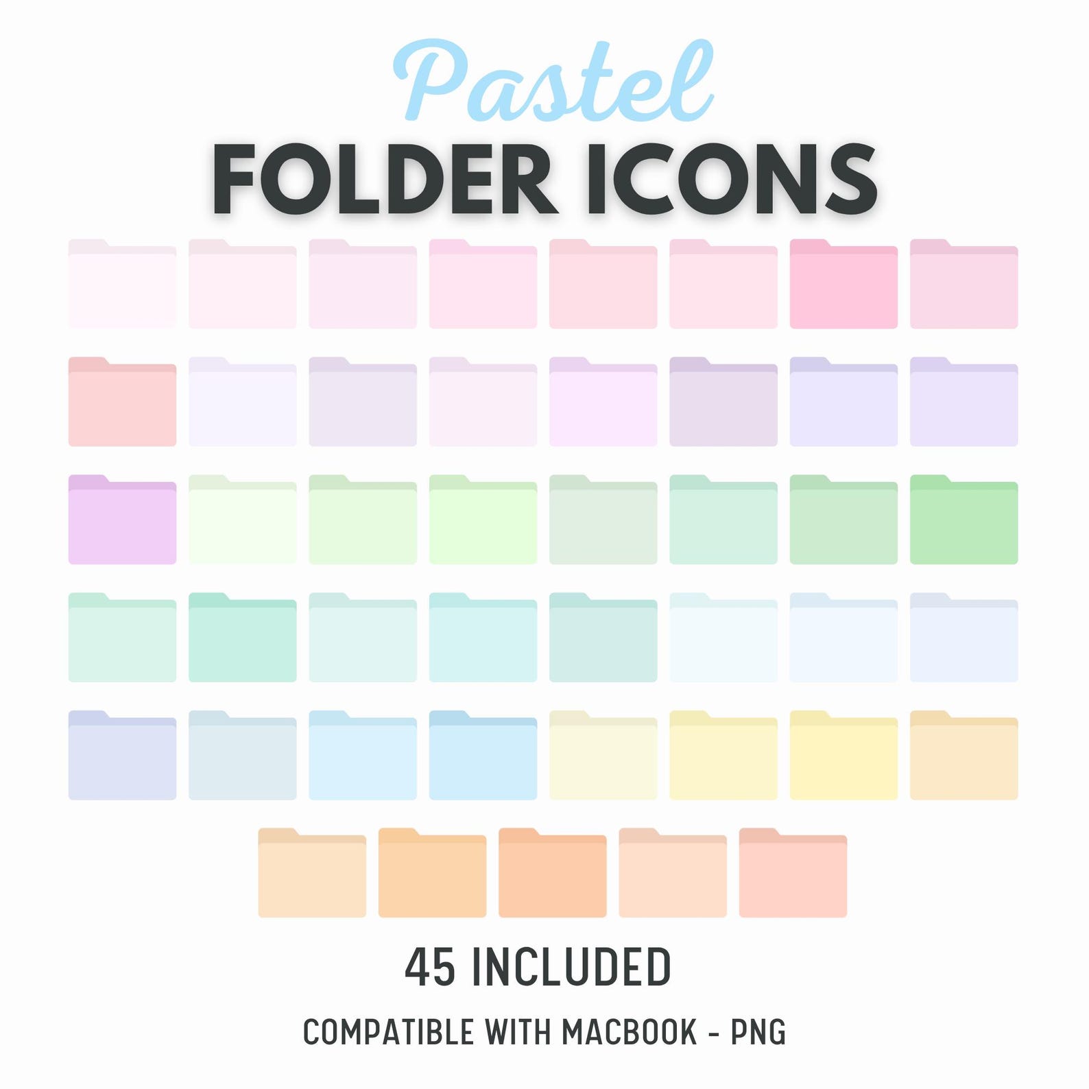 Soft Pastel Desktop Folder Icons for Mac Png | Colourful Desktop Folder ...
