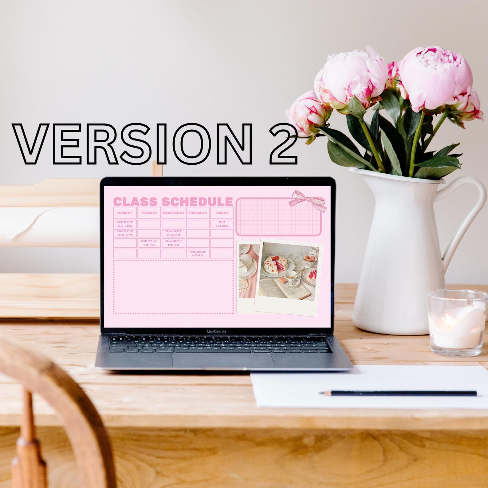 College Student Desktop Organizer Canva Template & Icons | Pink ...