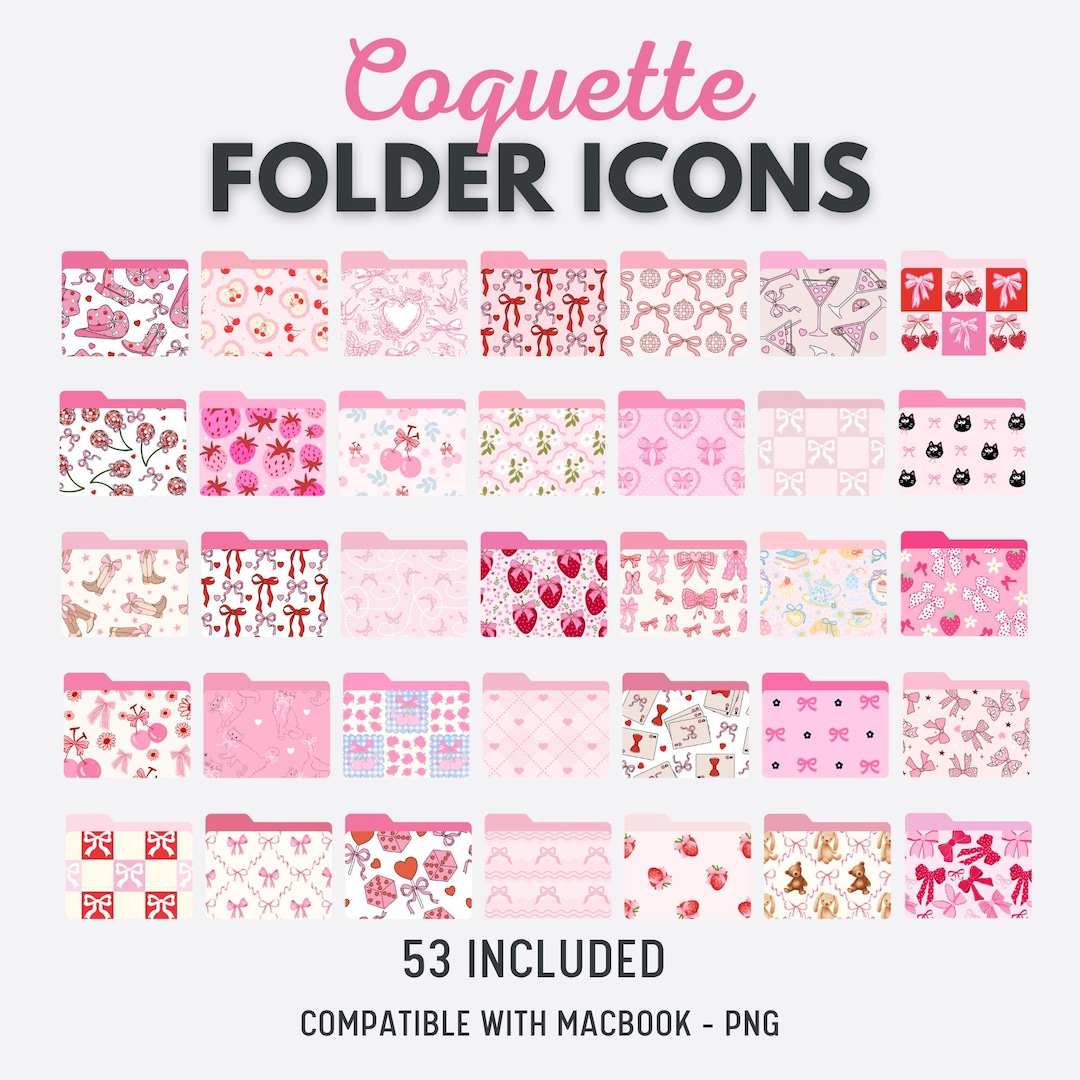 Coquette Desktop Folder Icons for Mac | Pink MacBook Folder Icon Set ...