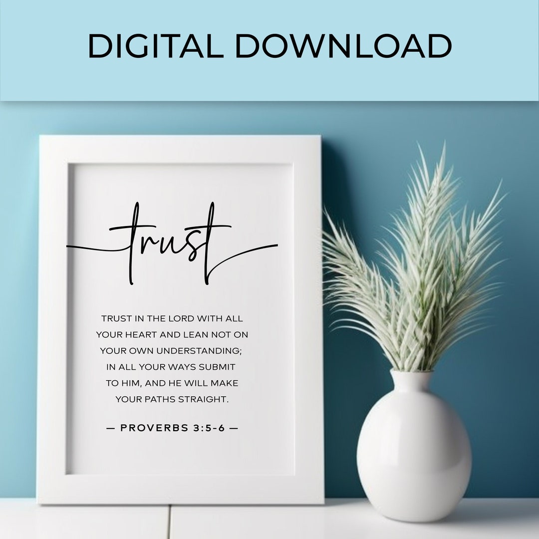Printable Christian Wall Art, Proverbs 3:5-6 Digital Download, Digital ...