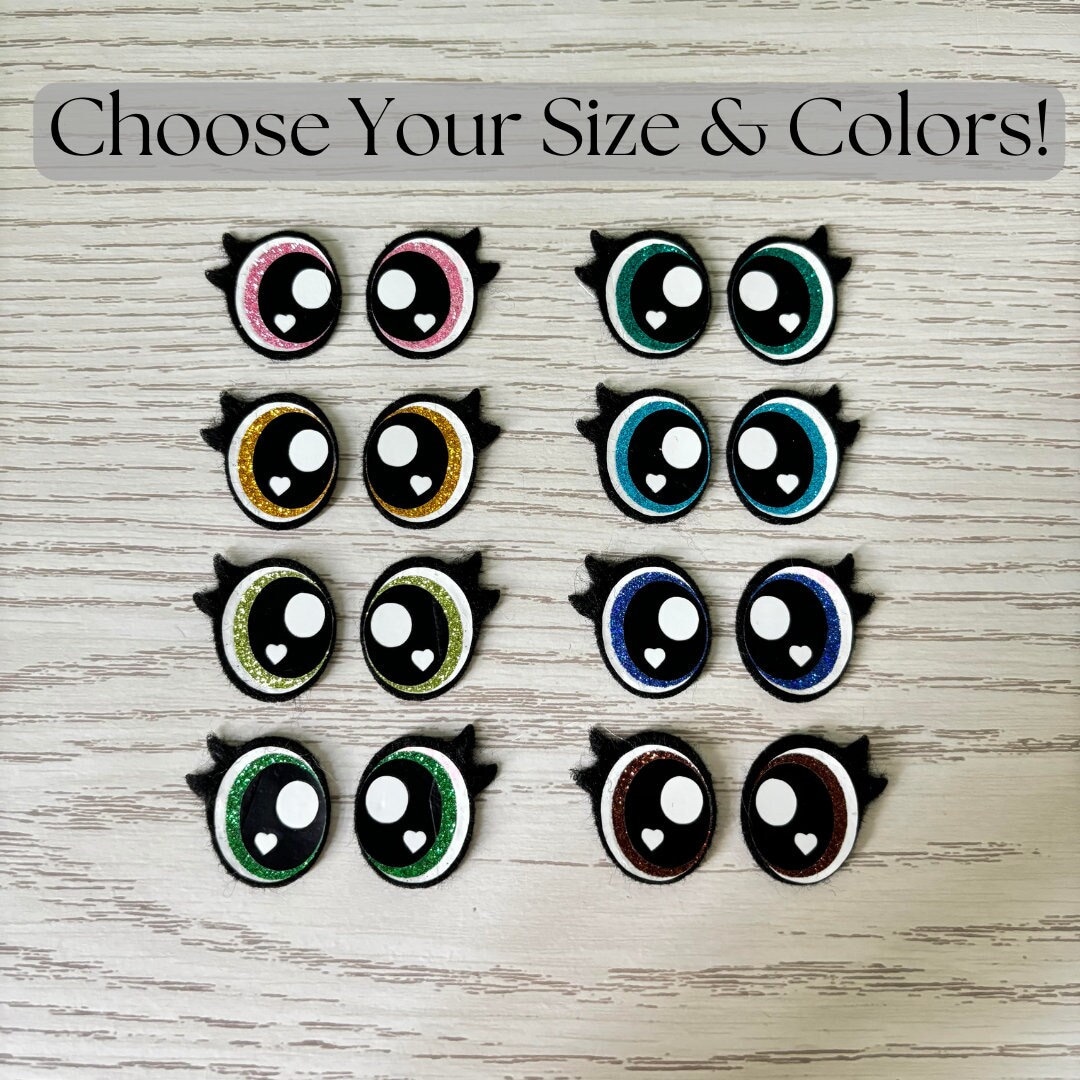 5 Pairs Heart Glitter Felt Eyes for Amigurumi, 0.75in-1.5in, Large Eyes ...