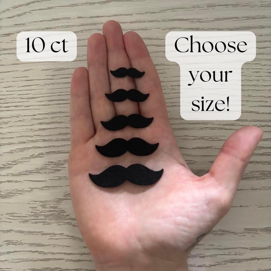 10 Pack Felt Mustaches for Crochet Plushies, Mustache Appliques for Amigurumi Animal, Large ...