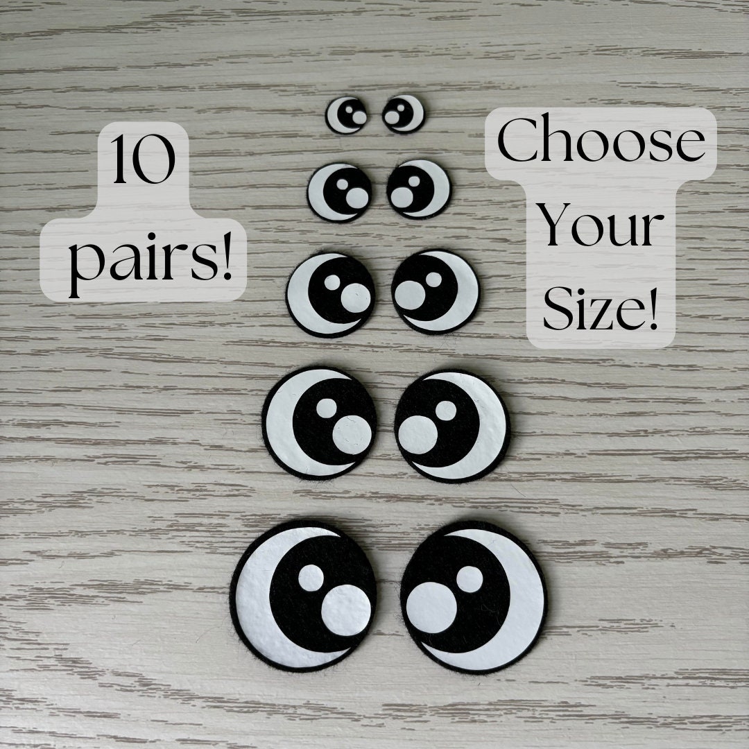 10 Pairs Crescent Felt Eyes for Amigurumi, 0.5in-1.5in, 12mm, Small ...