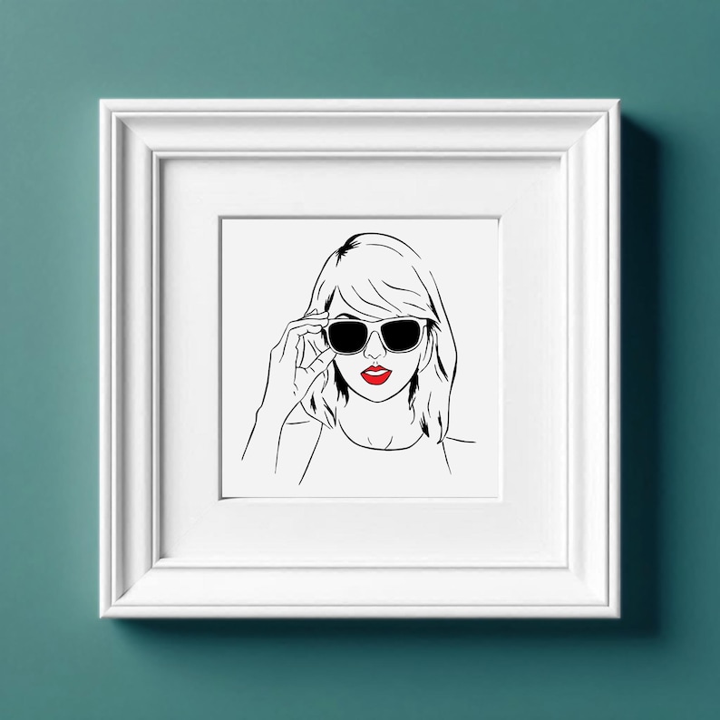Taylor With Red Lips and Sunglasses SVG PNG DXF Pdf Jpg | Digital ...