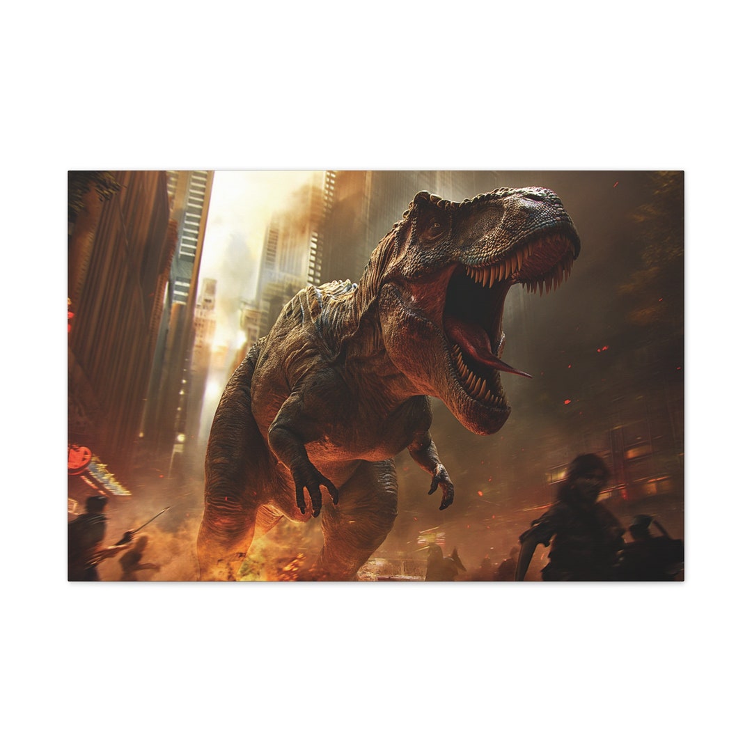 T-rex Terror 1 Canvas Stretched, 0.75" - Etsy