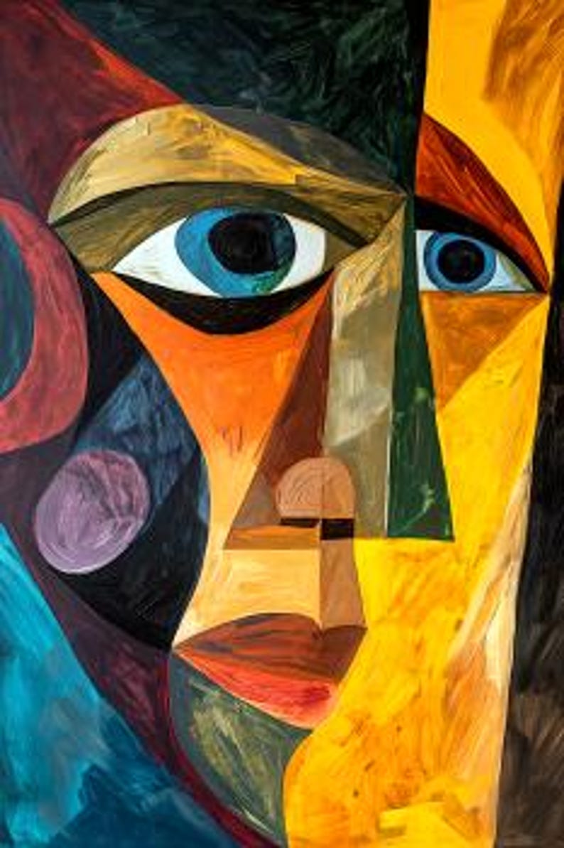 Abstract Picasso Self Portrait in the Style of Pablo Picasso Oil ...