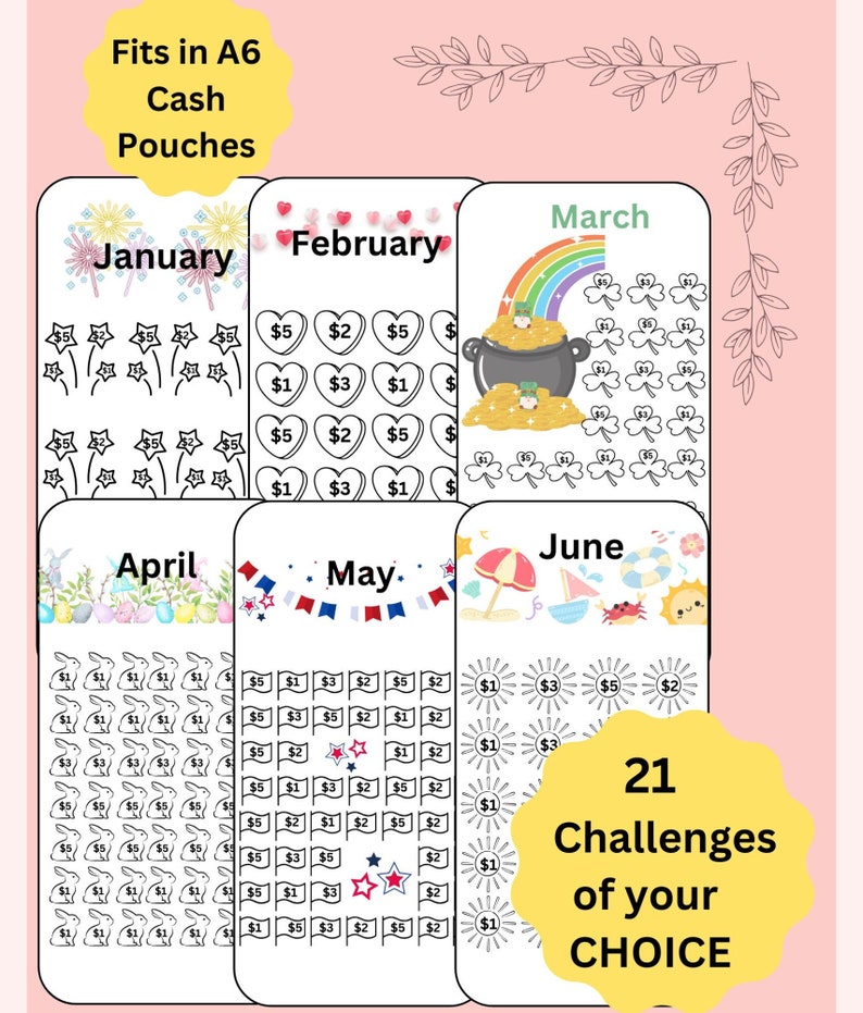 A6 Monthly Savings Challenge - Etsy