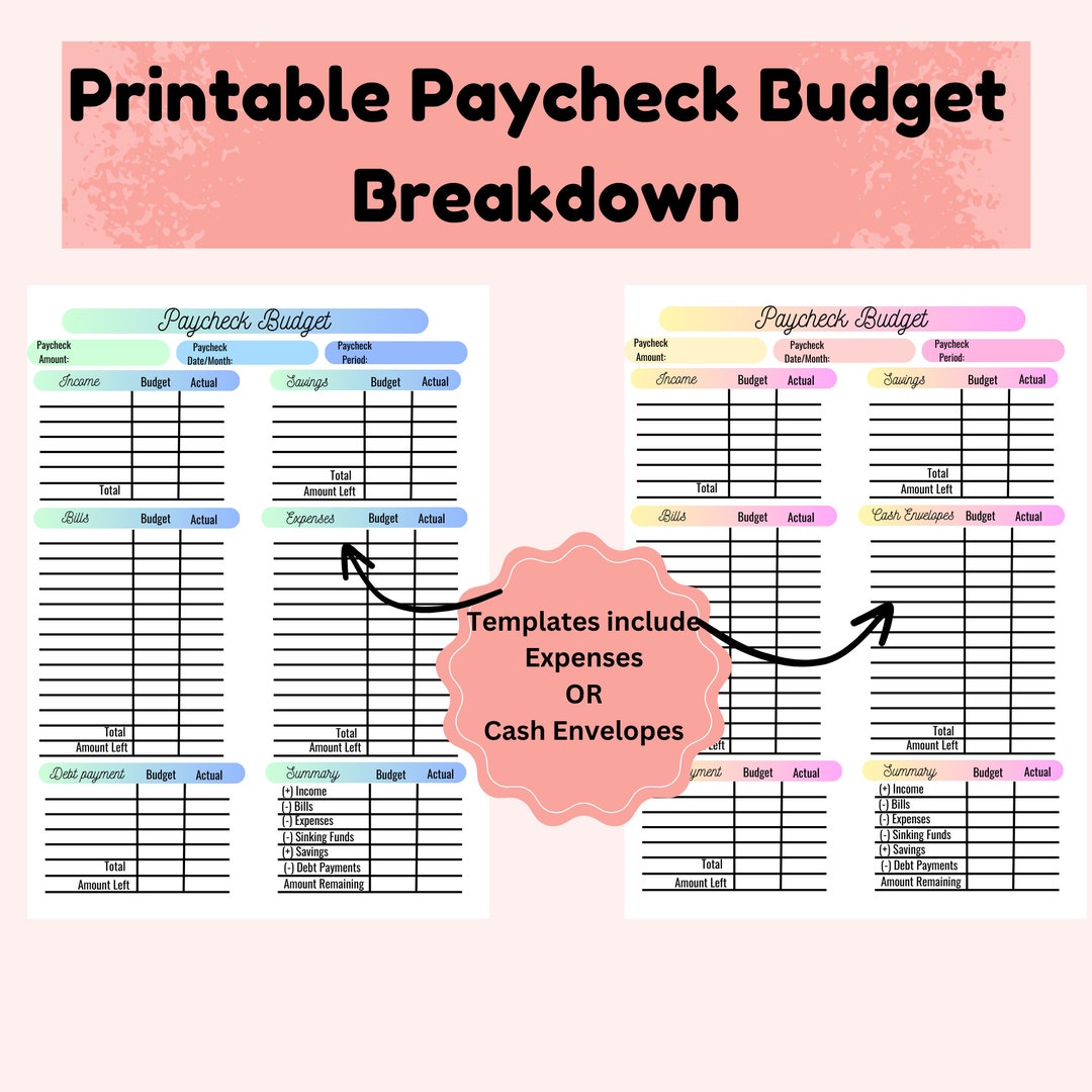 Paycheck Budget Breakdown Sheet - Etsy