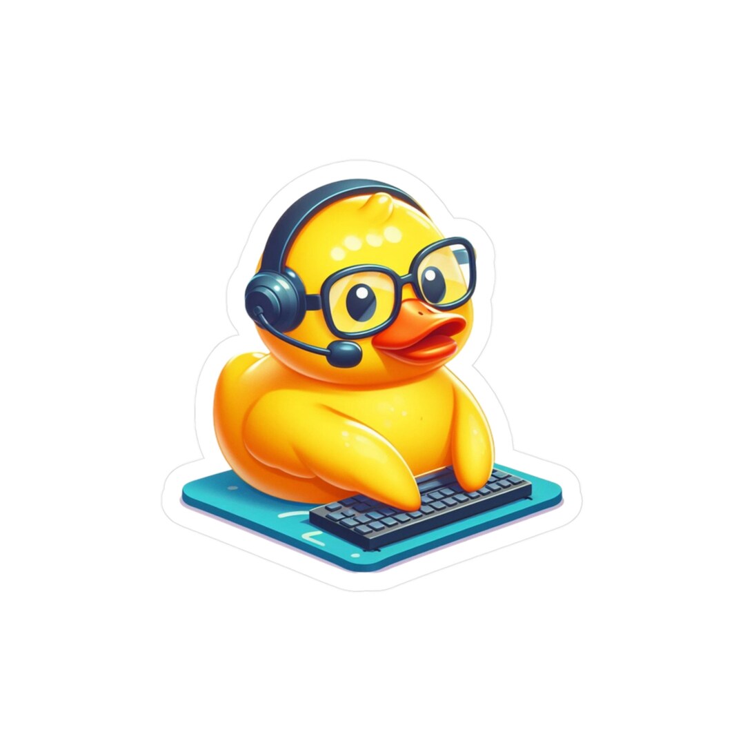 Cute Rubber Duck on Computer Decal - Etsy