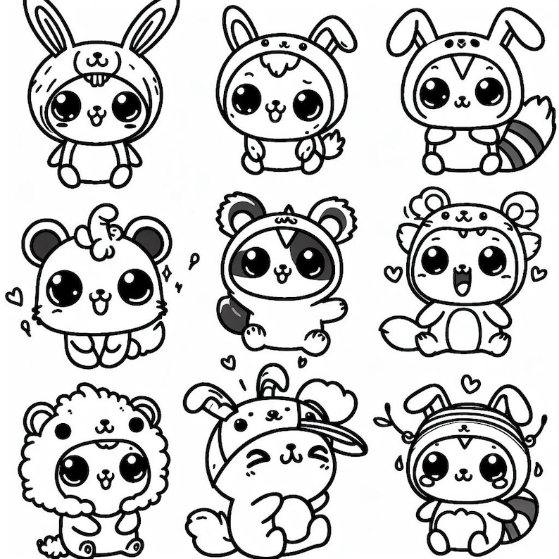 Cute Cuddly Coloring Pages - Etsy