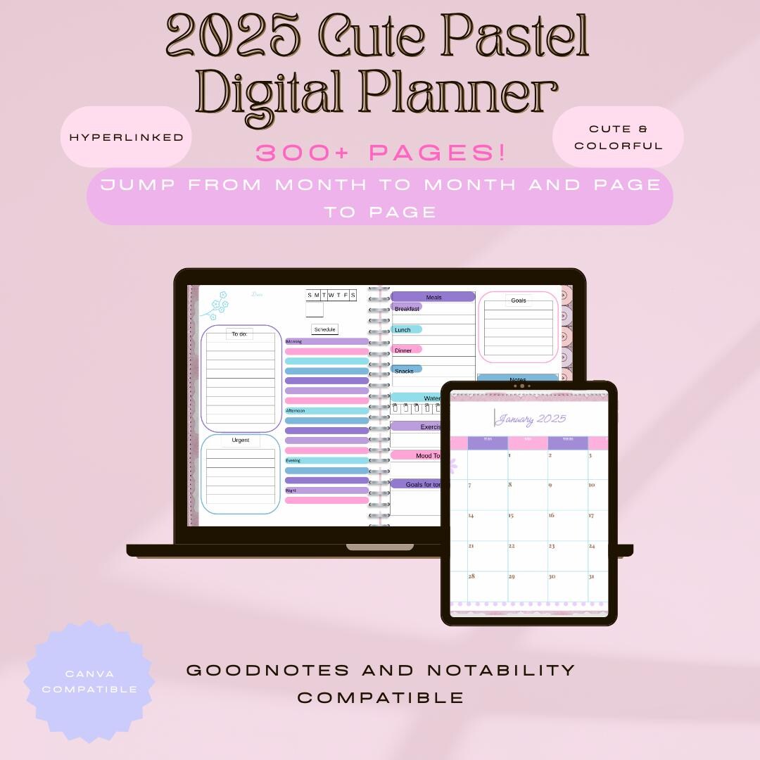 Cute Pastel Digital Planner 2025, To-do Journal, Daily & Weekly ...