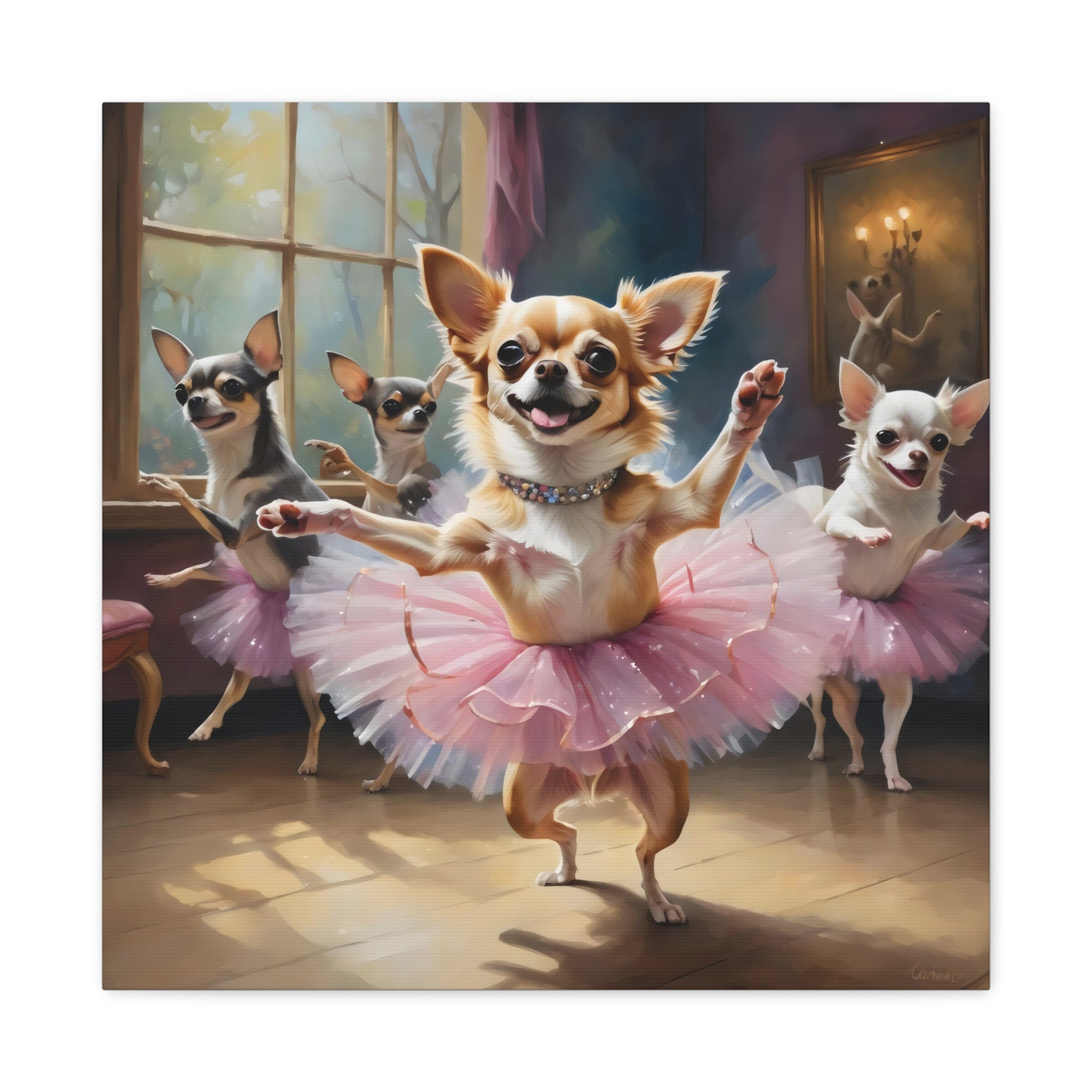 Funny Dancing Chihuahua Ballerina Wall Art, Chiwawa Dog in a Tutu ...