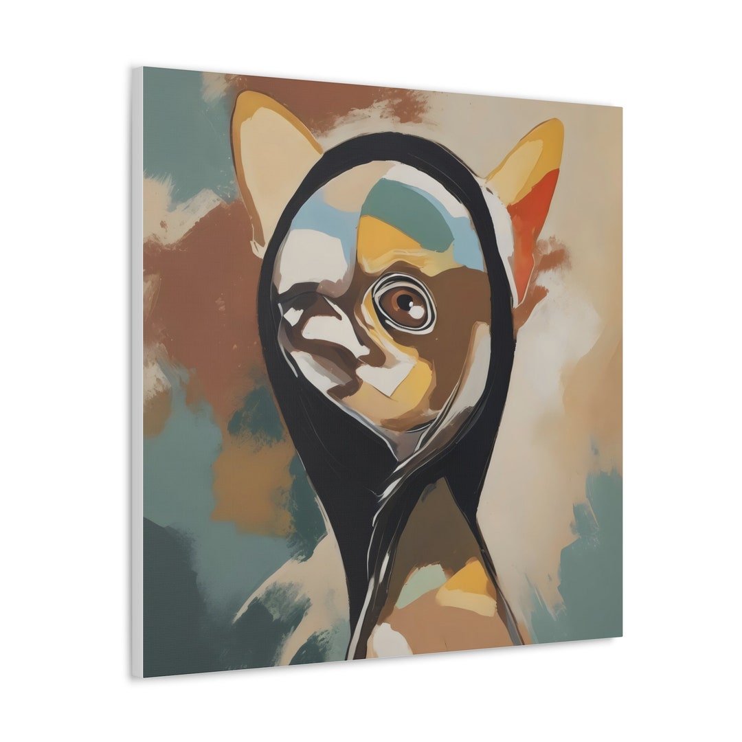 Distorted Weird Chihuahua Dog Oil Style Painting Canvas Hanging Wall ...