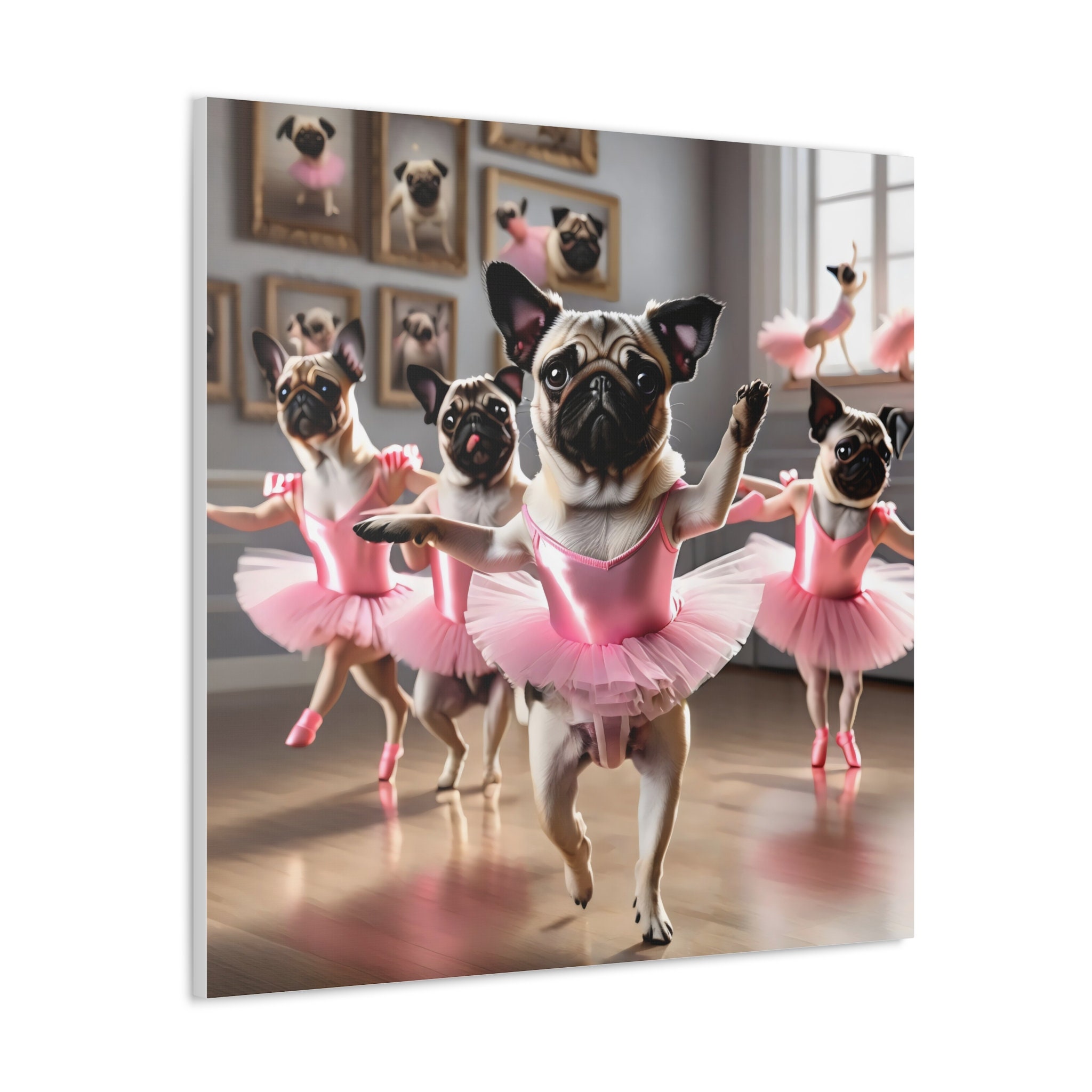 Funny Dancing Pug Dog Ballerina Wall Art, Pug Dog in a Tutu Canvas Wrap ...