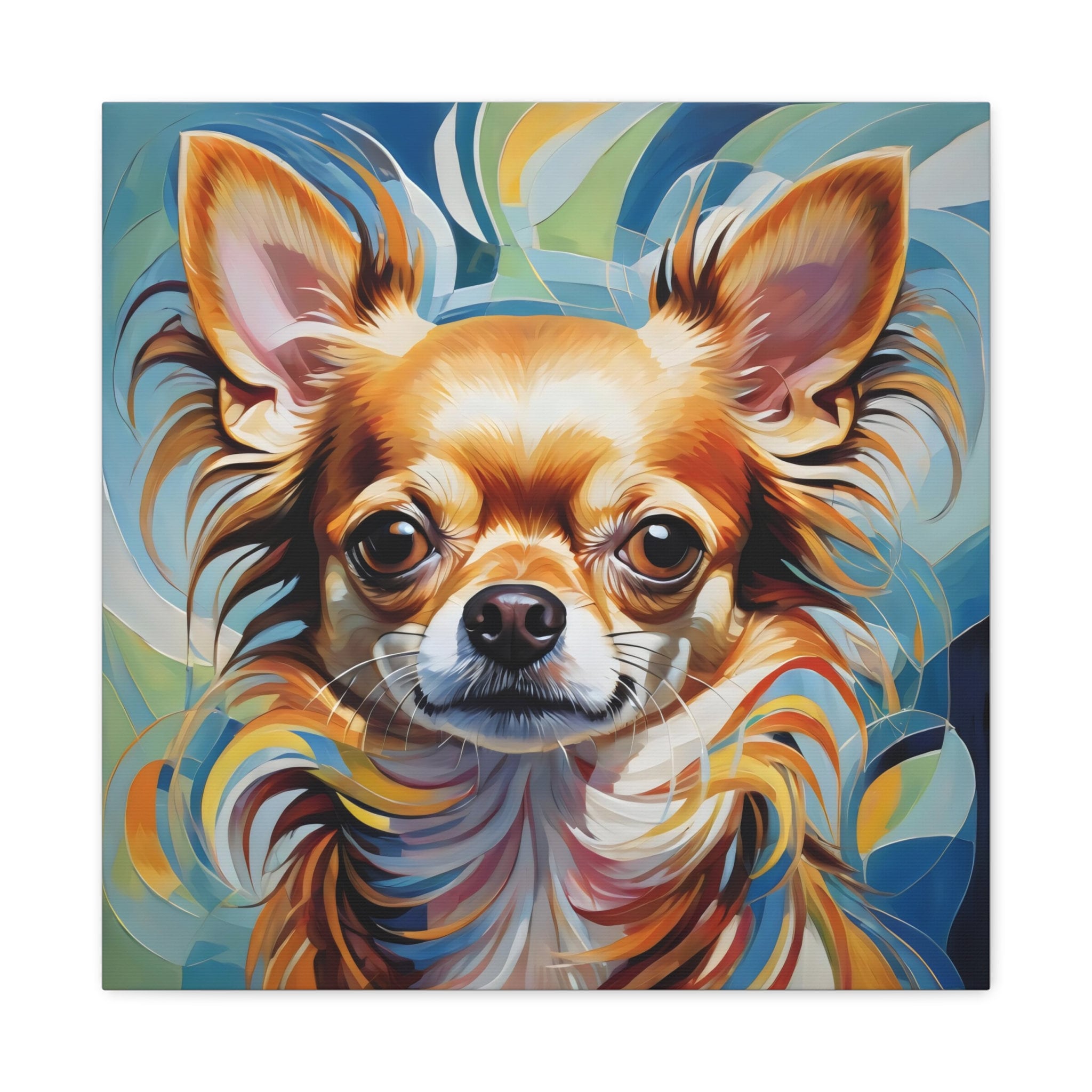 Colorful Long Hair Chihuahua Wall Art Painting. Chiwawa Dog Beautiful ...