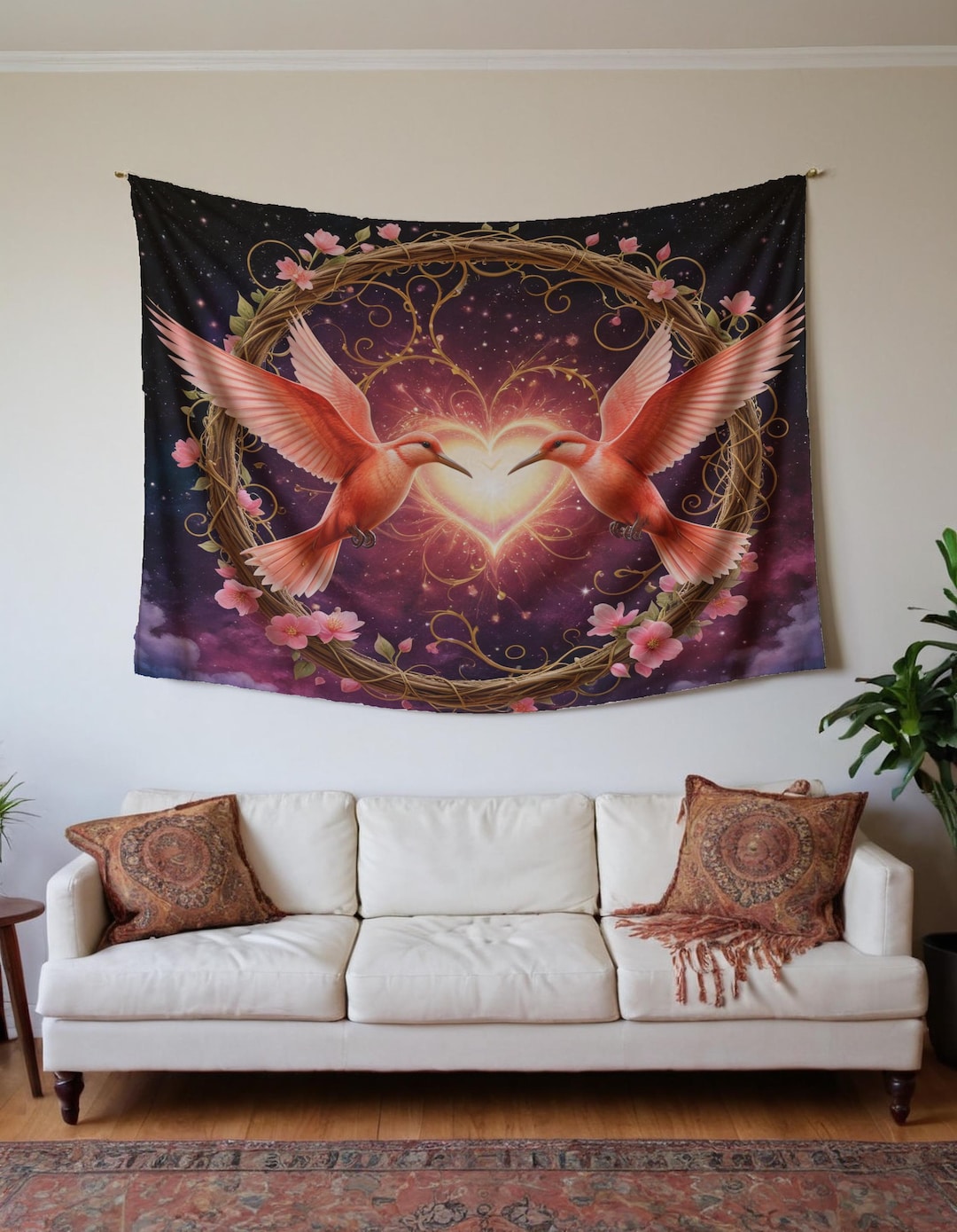 Love Birds Valentine's Day Tapestry - Indoor Wall Tapestries, Romantic ...