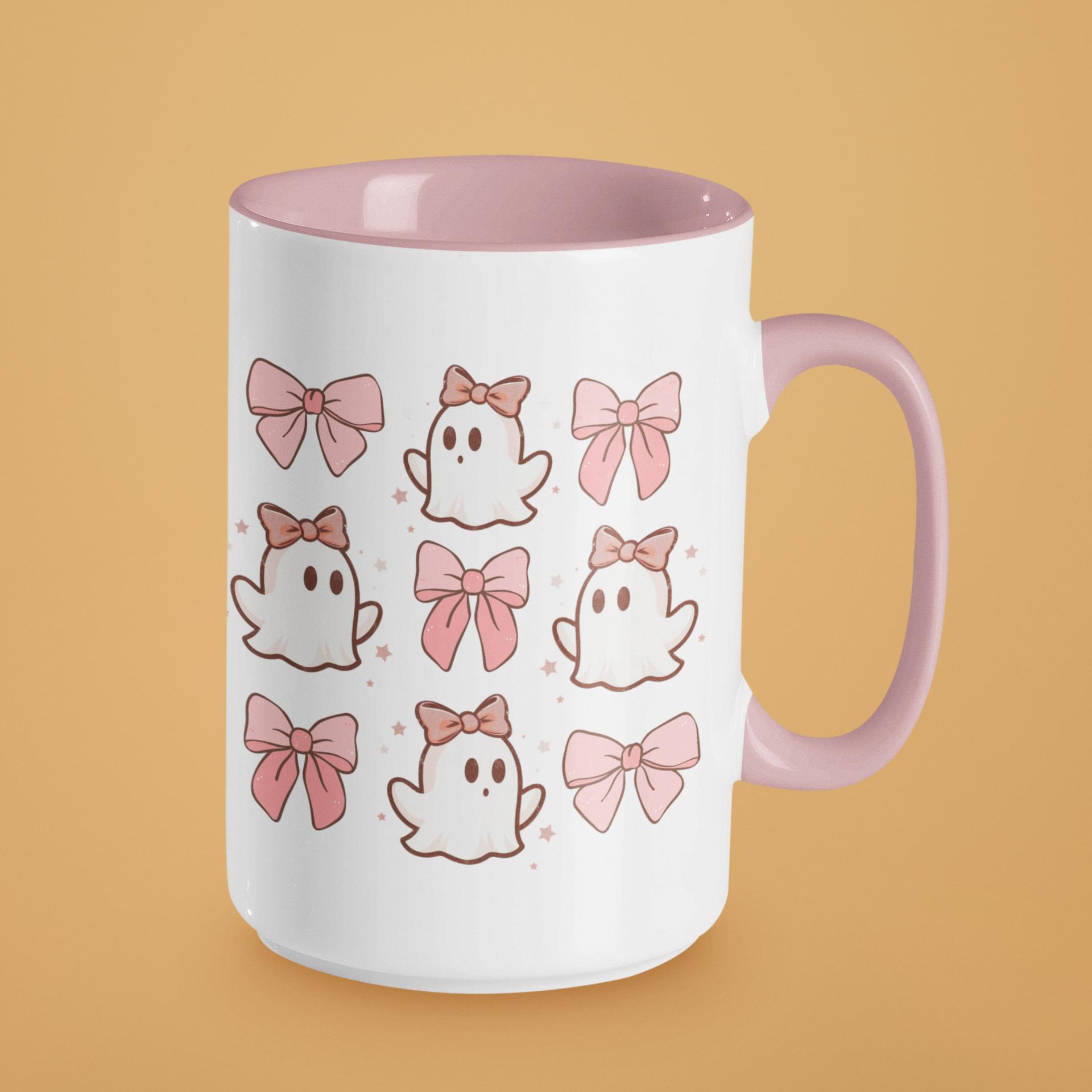 Halloween Ghost Mug, Retro Ghost Mug, Pastel Pink Halloween Mug ...