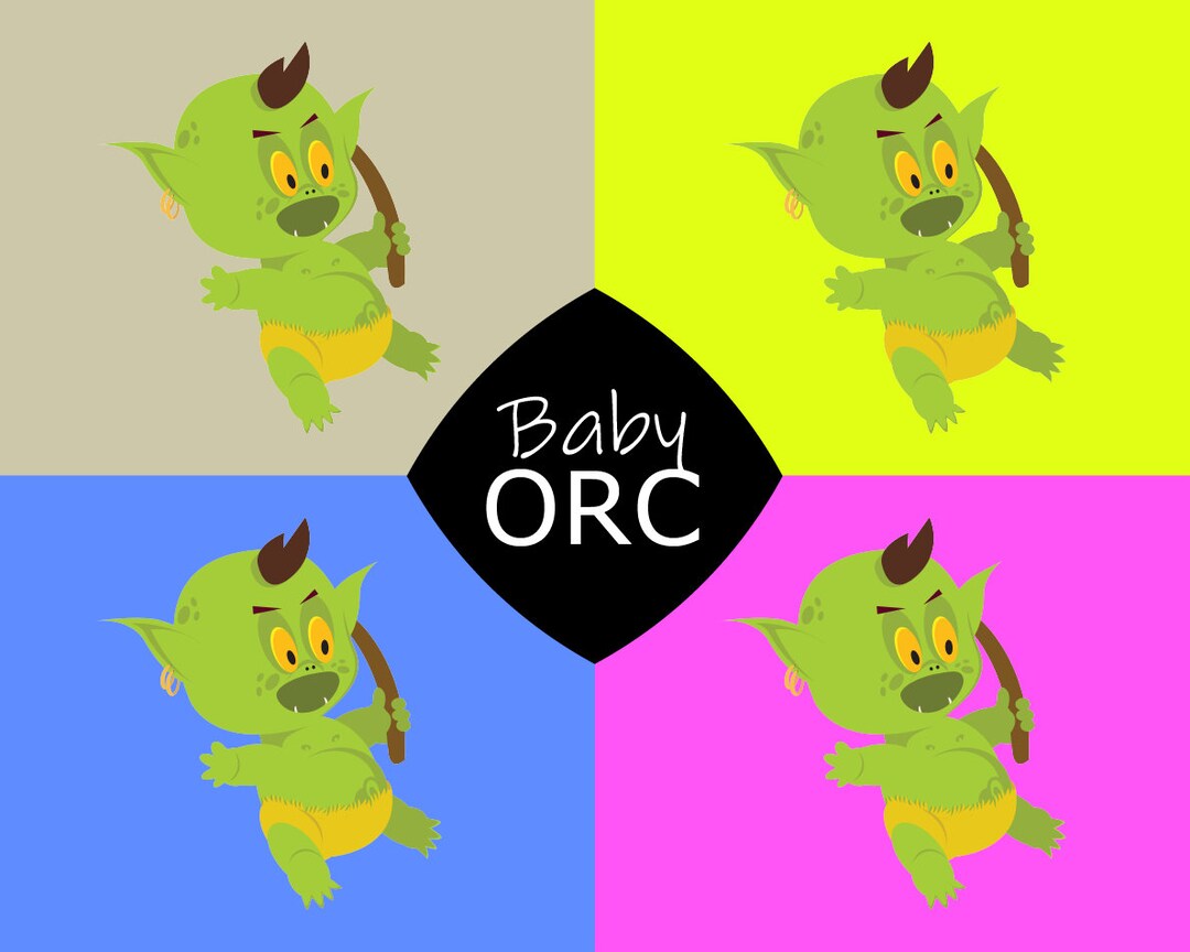 Adorable Baby Orc Monster Illustration - Etsy