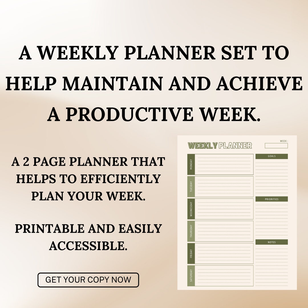Classic Weekly Planner for Efficient Time Management and Productivity ...