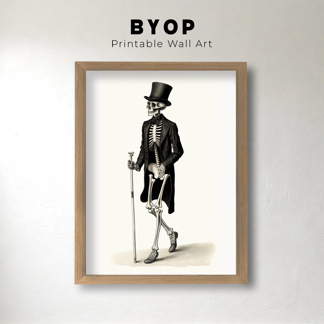 Victorian Skeleton Illustration, Vintage Wall Art, Digital Download - Etsy