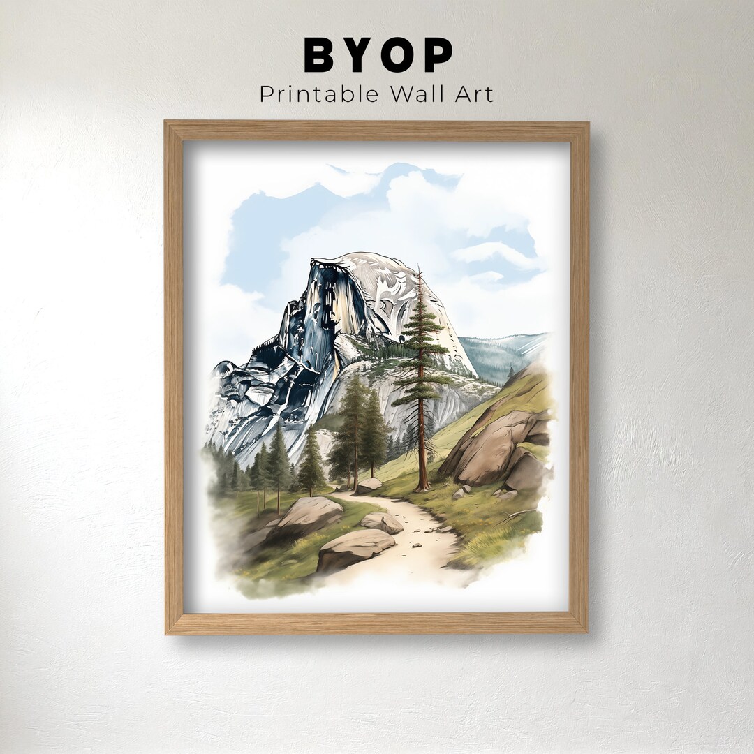 Half Dome Watercolor Painting, Vintage Watercolor Print, Instant Download - Etsy