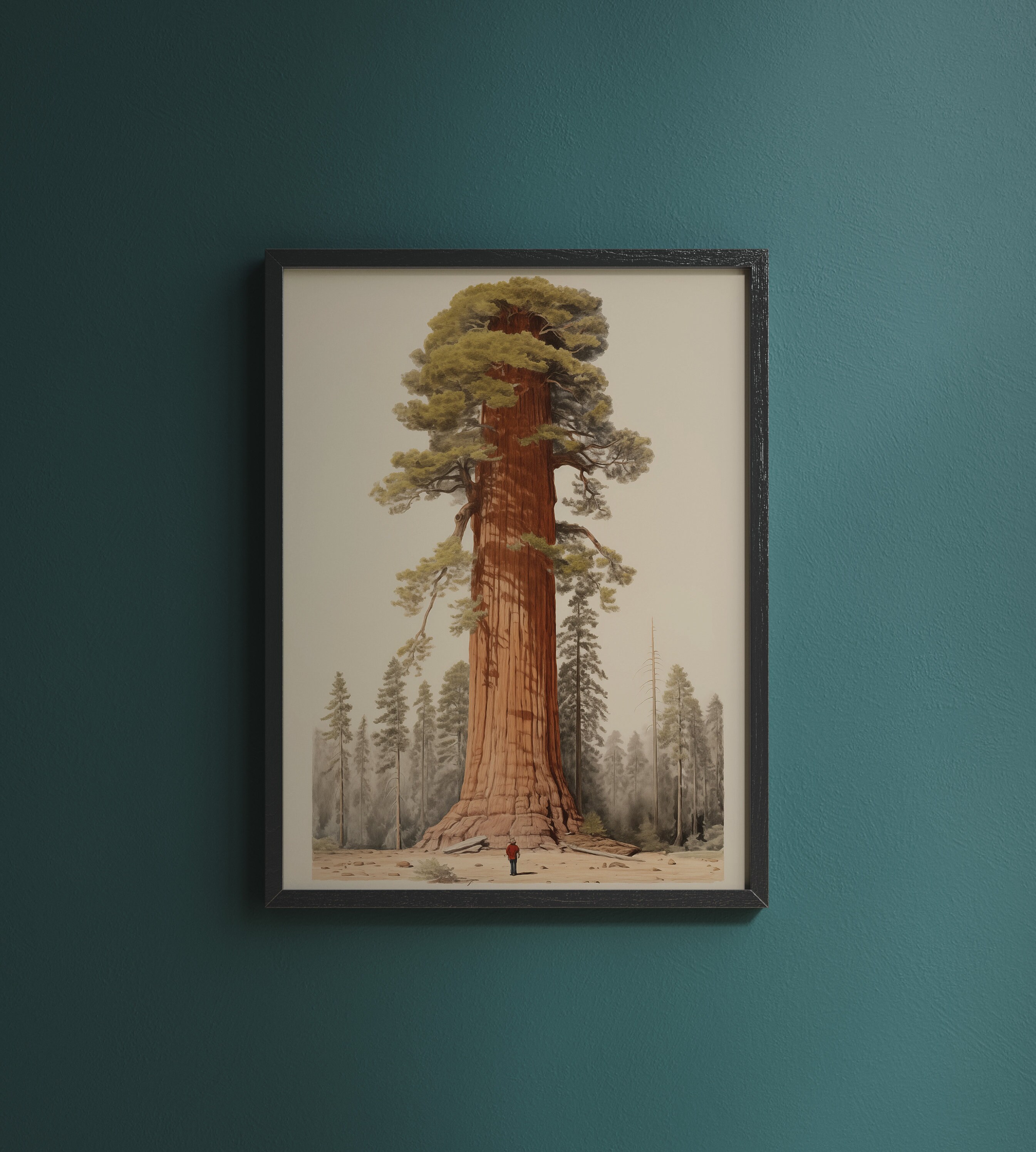 Vintage Watercolor Print, General Sherman Sequoia Tree Art, Instant ...