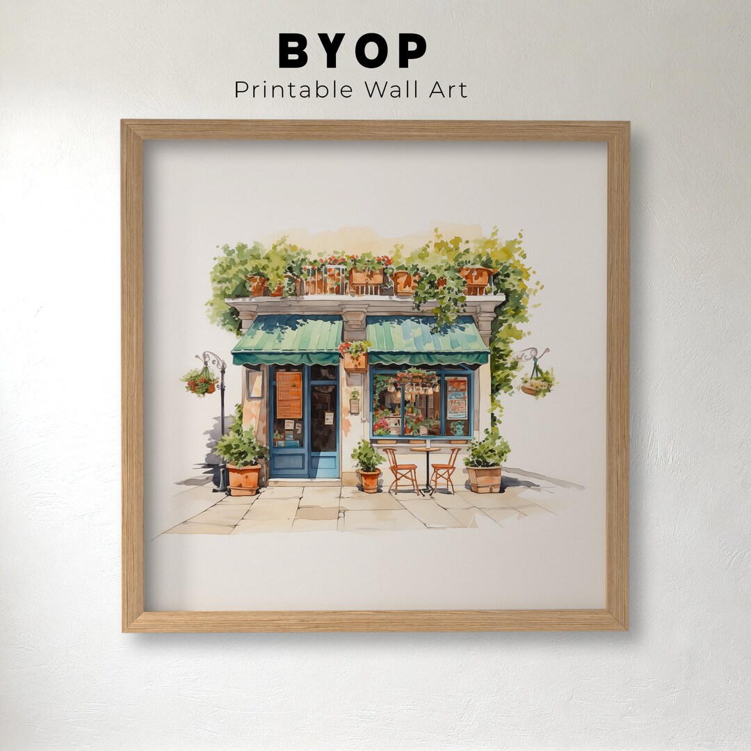 Greek Storefront Gouache Painting, Printable Wall Art, Instant Download ...
