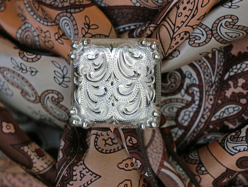 Square Silver Wild Rag Western Scarf Slide - Etsy