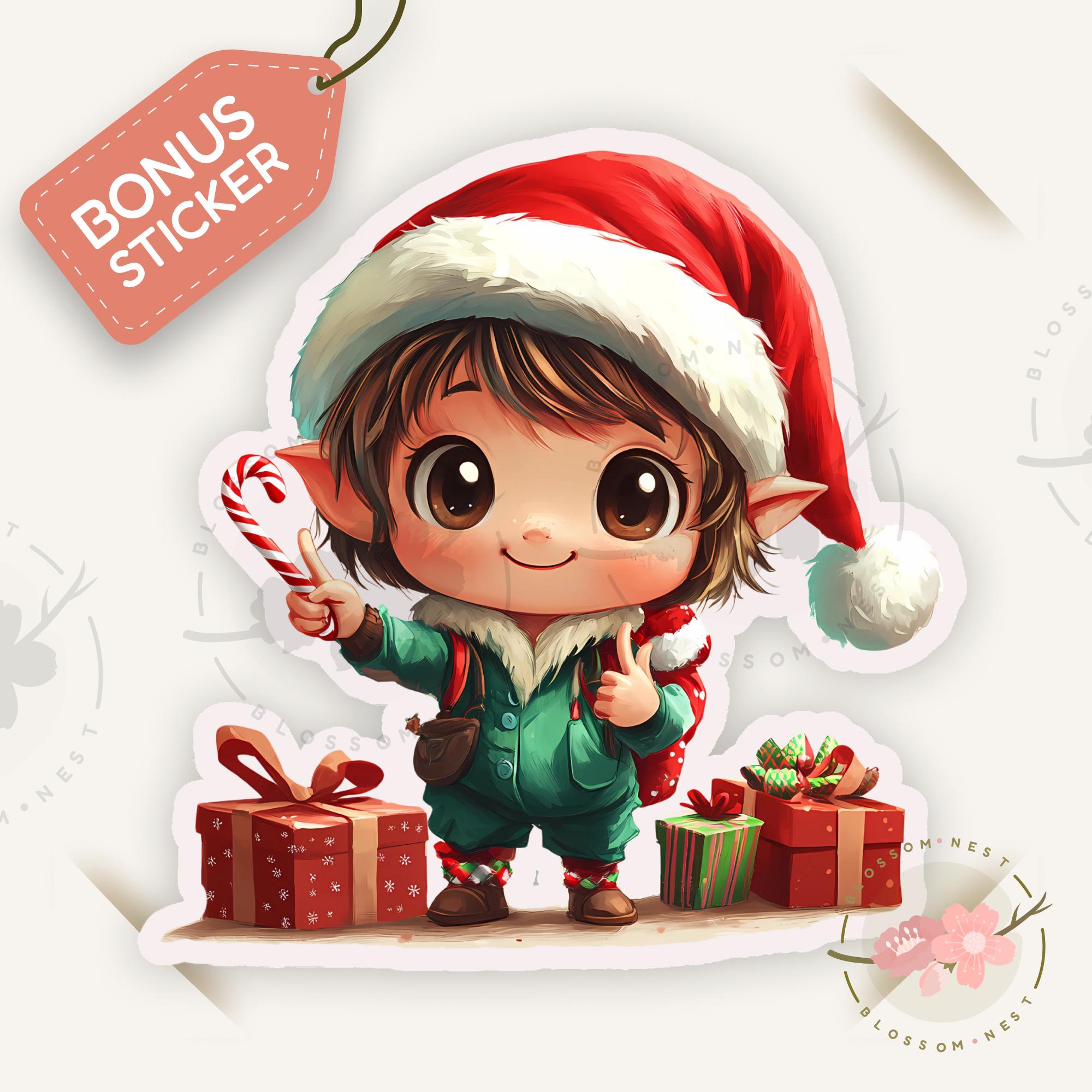 Cute Christmas Elf Boy Clipart PNG, Kawaii Elf Sticker, Christmas Elf ...