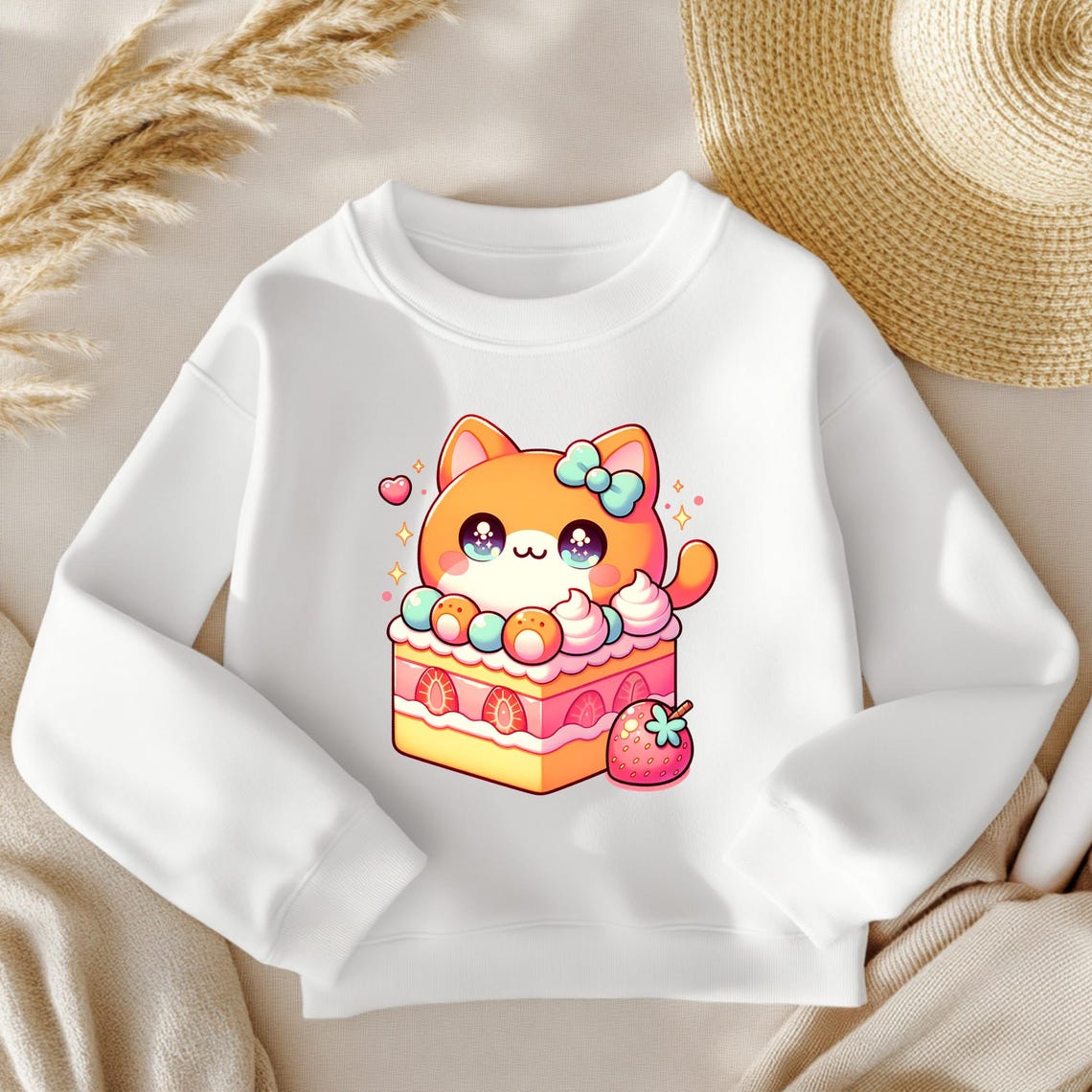 Kawaii Cat Cake Clipart Png, Cute Chibi Dessert Cat, Sublimation Design ...