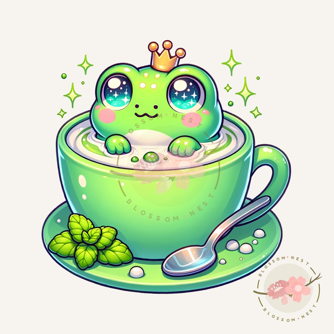 Kawaii Green Frog Prince Png, Cute Frog Prince Sticker, Sublimation ...