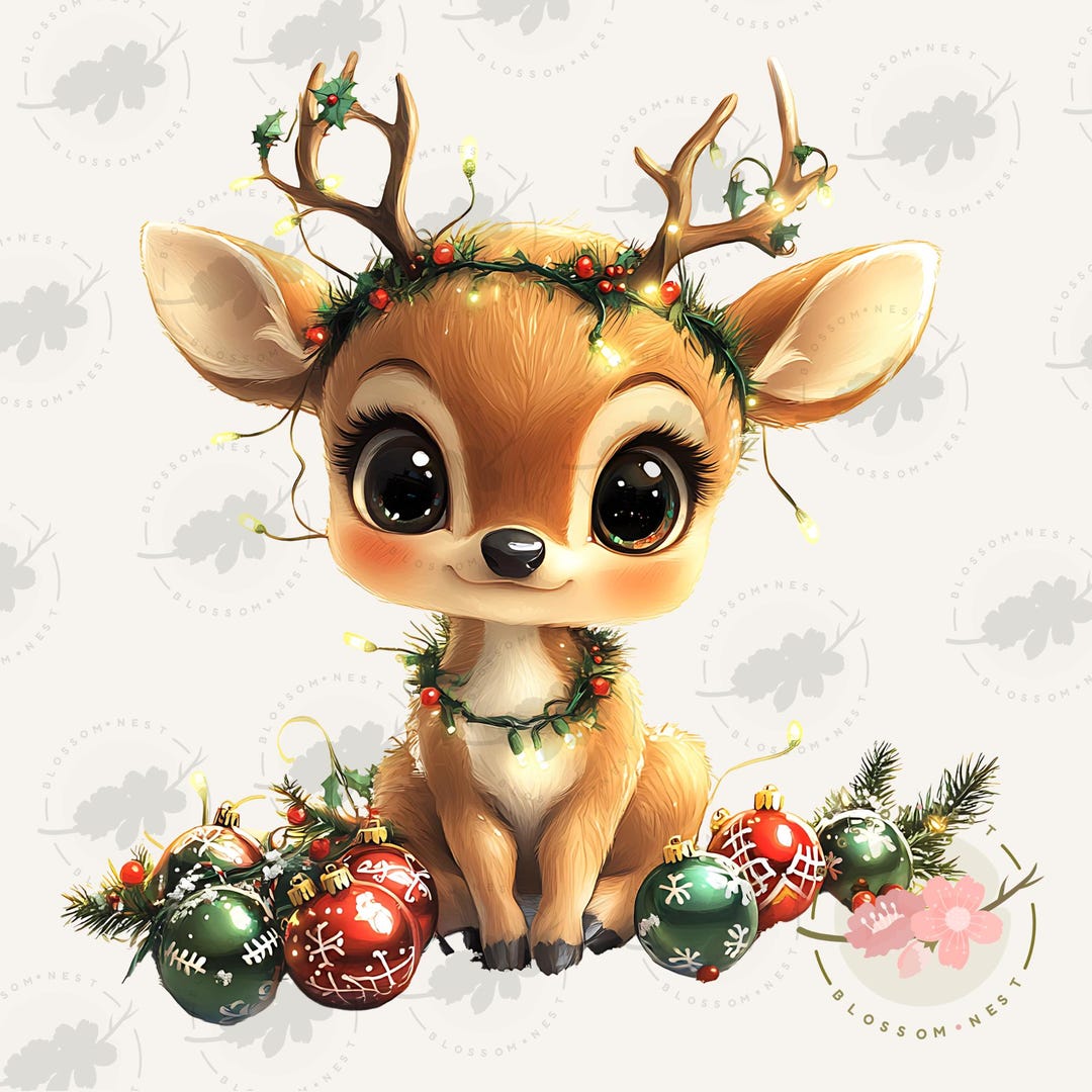 Cute Baby Reindeer Clipart Png, Christmas Reindeer Png, Kawaii Baby ...