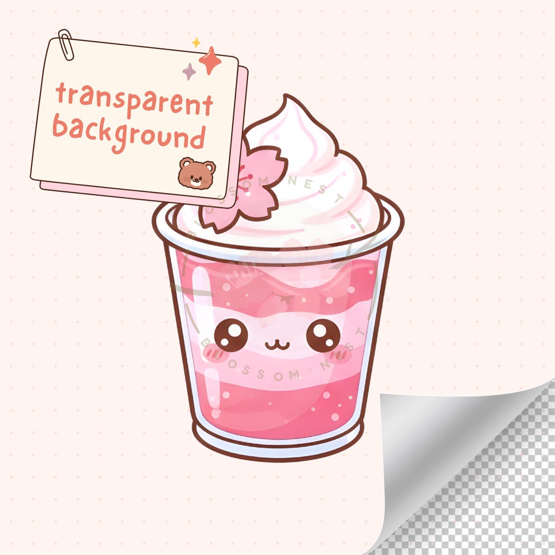 Kawaii Sakura Pink Japanese Food Clipart, 12 Cozy Aesthetic Digital ...