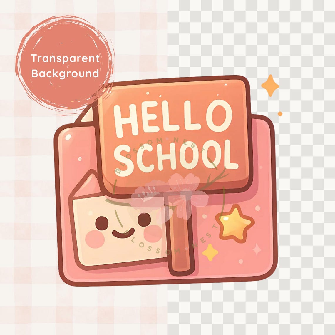 Cute Kawaii Back to School Clipart, Classroom Decor, School Supply Png ...