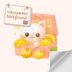 Kawaii Cat Lemon Desserts Clipart, Chibi Foods, Cute Cake and Desserts ...