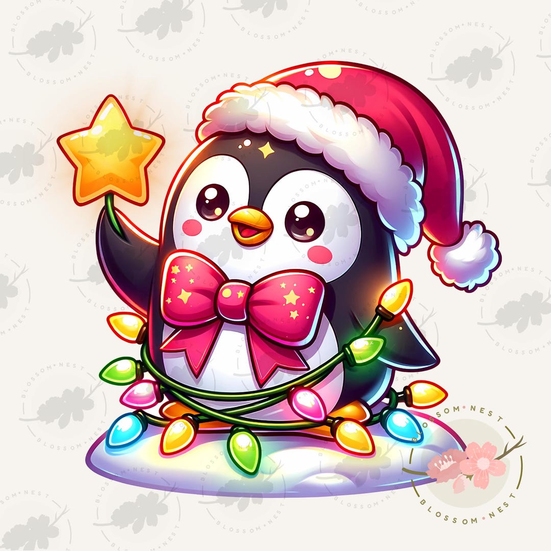 Cute Penguin Bow Png, Kawaii Penguin Stickers, Christmas Penguin ...