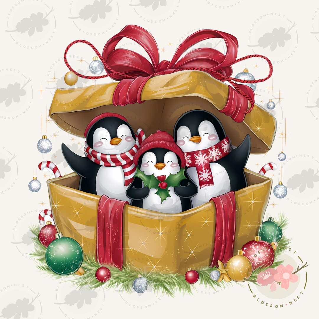 Penguin Trio Png, Kawaii Christmas Penguin Sticker, Christmas Png ...