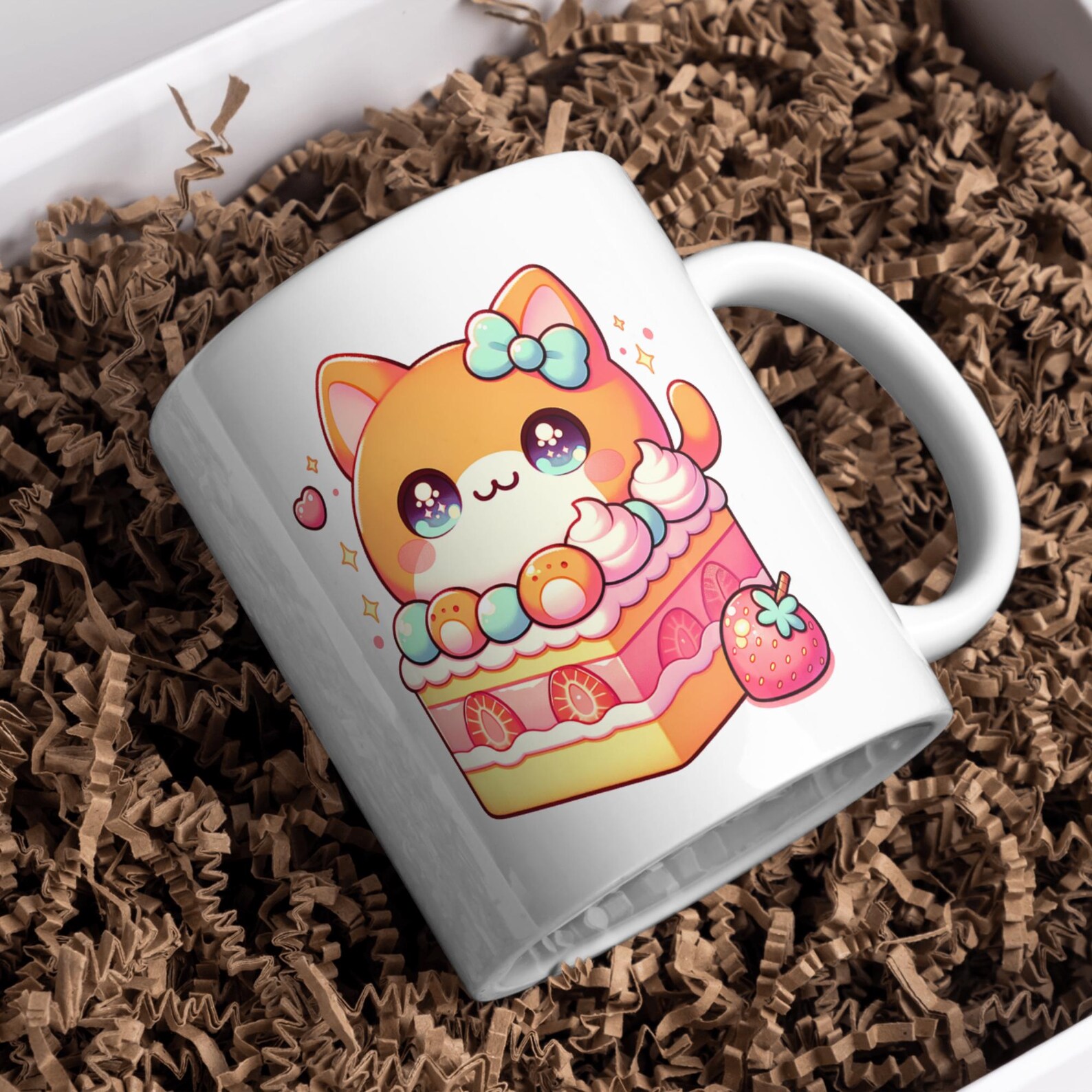 Kawaii Cat Cake Clipart Png, Cute Chibi Dessert Cat, Sublimation Design ...