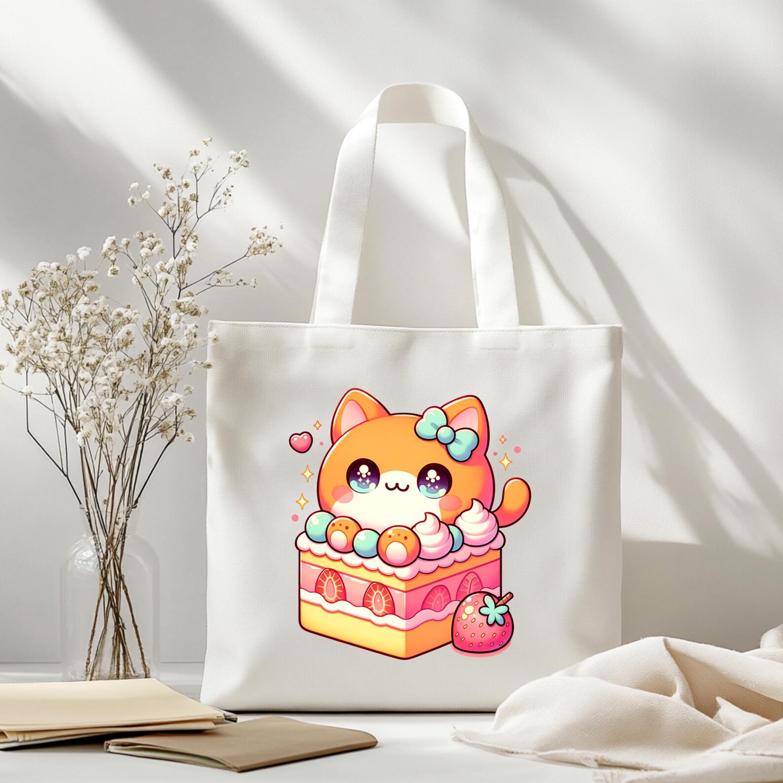 Kawaii Cat Cake Clipart Png, Cute Chibi Dessert Cat, Sublimation Design ...
