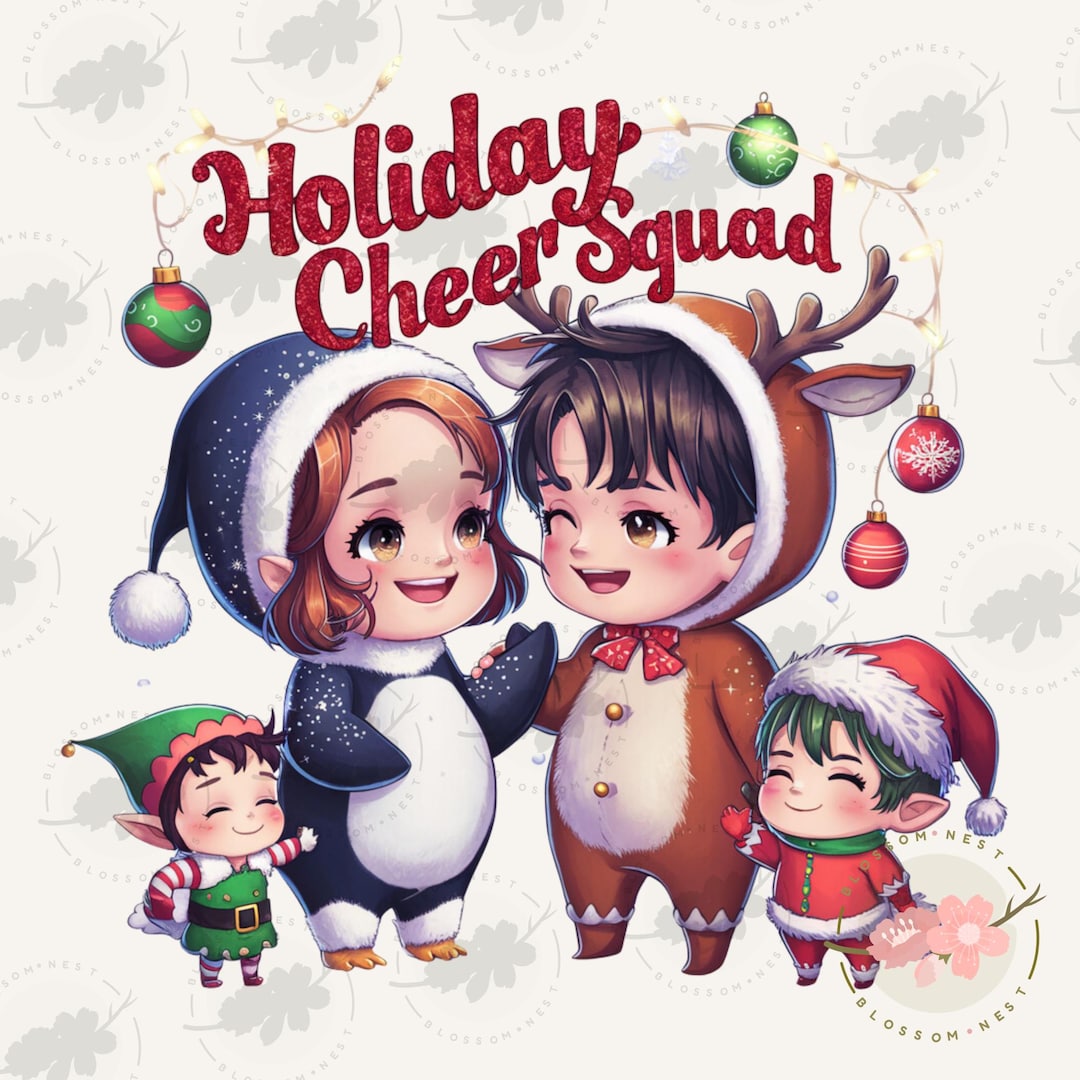 Holiday Cheer Squad Clipart PNG, Kawaii Cheer Squad Sticker, Christmas ...