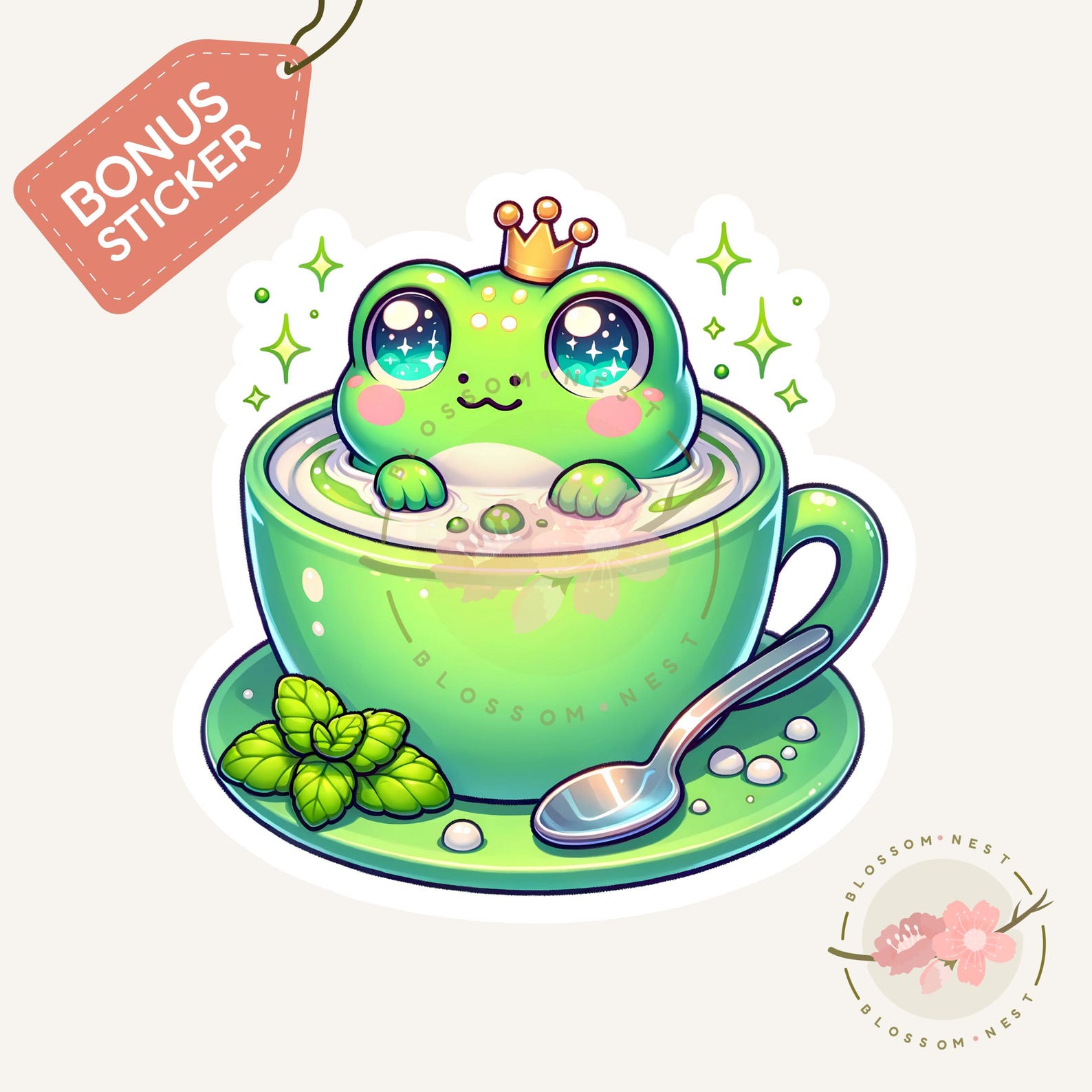 Kawaii Green Frog Prince Png, Cute Frog Prince Sticker, Sublimation ...
