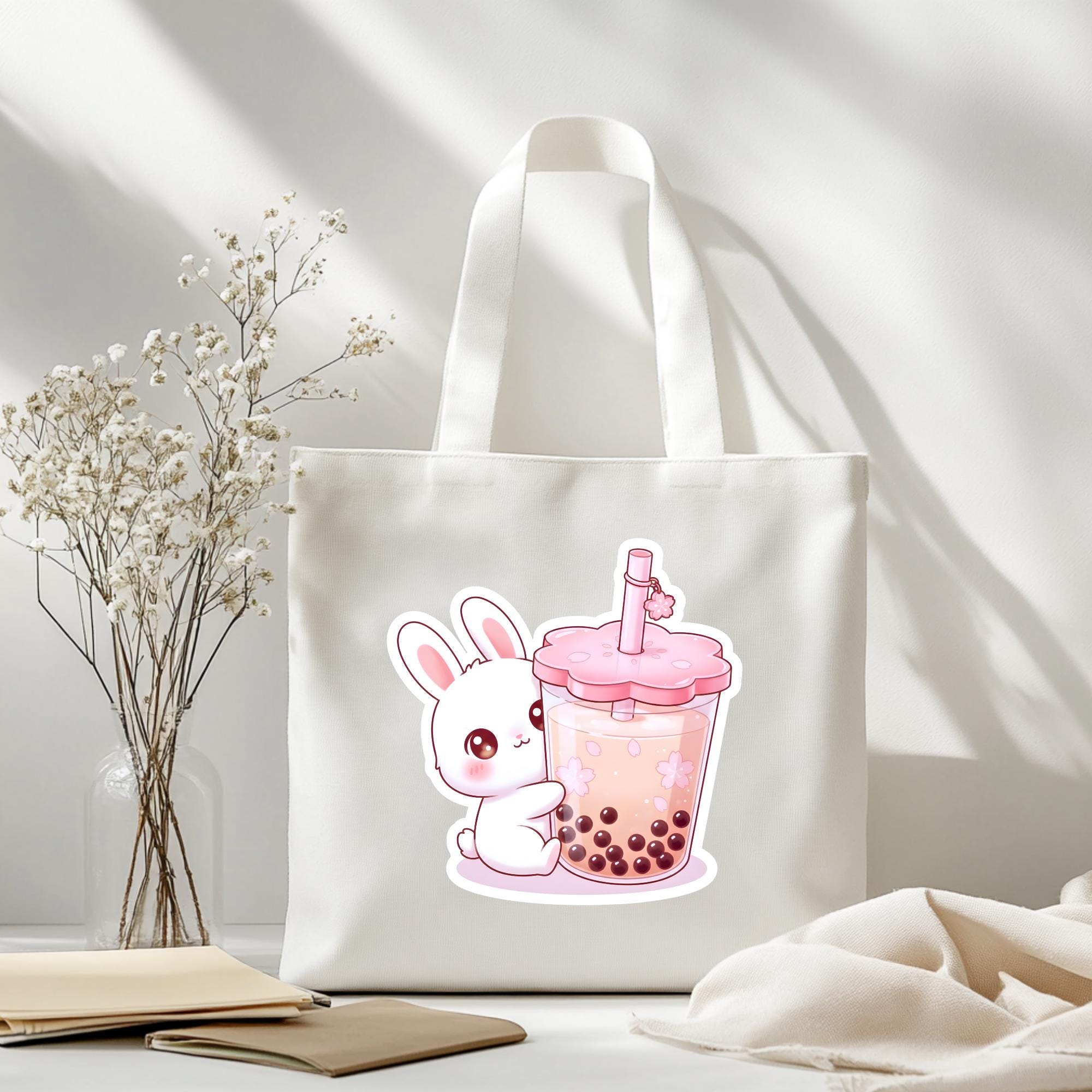 Kawaii Pink Bunny Sakura Boba Clipart PNG, Pastel Rabbit Bubble Tea ...